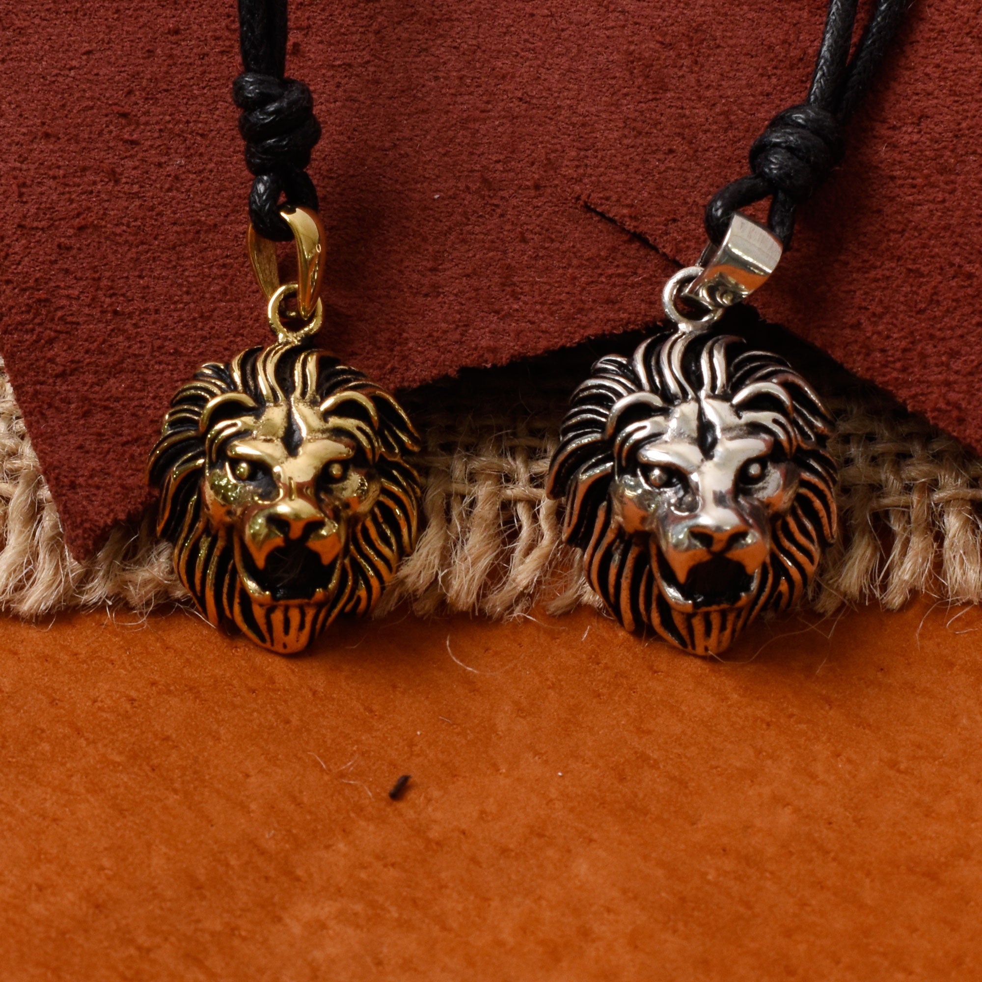 Lion Head 92.5 Sterling Silver Pewter Gold Brass Charm Necklace Pendan – MyanmarMakers