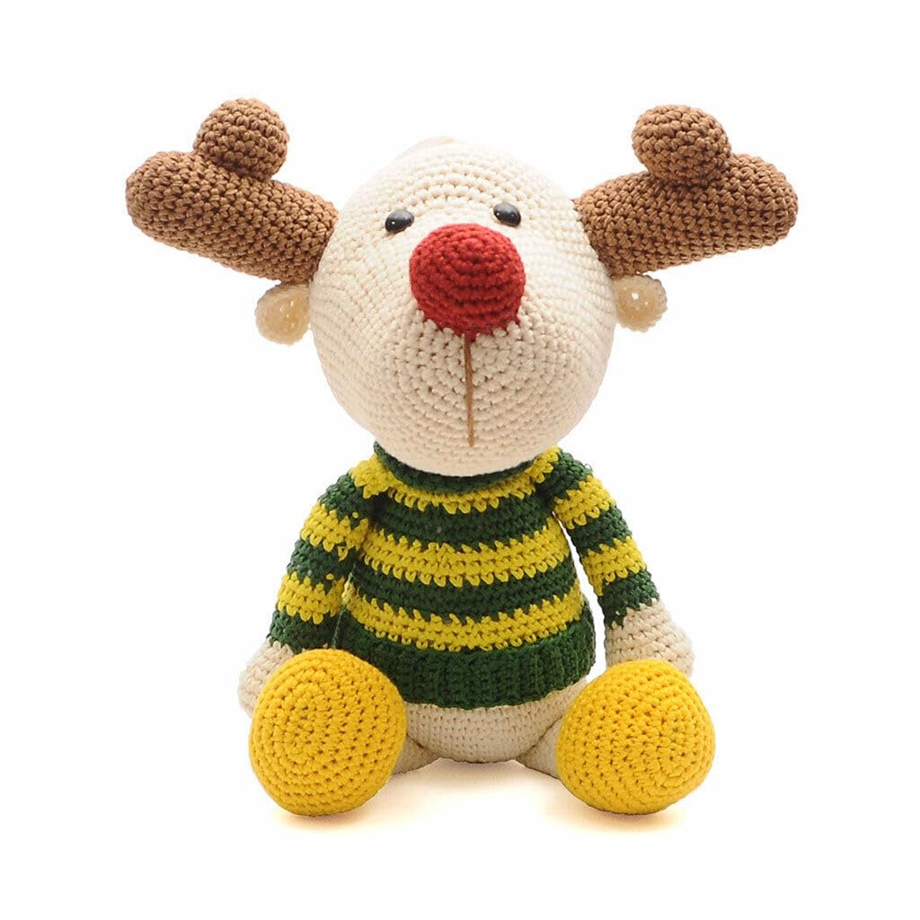 Red Nosed Reindeer Wearing Sweater Crochet Doll Handmade Amigurumi Plu ...