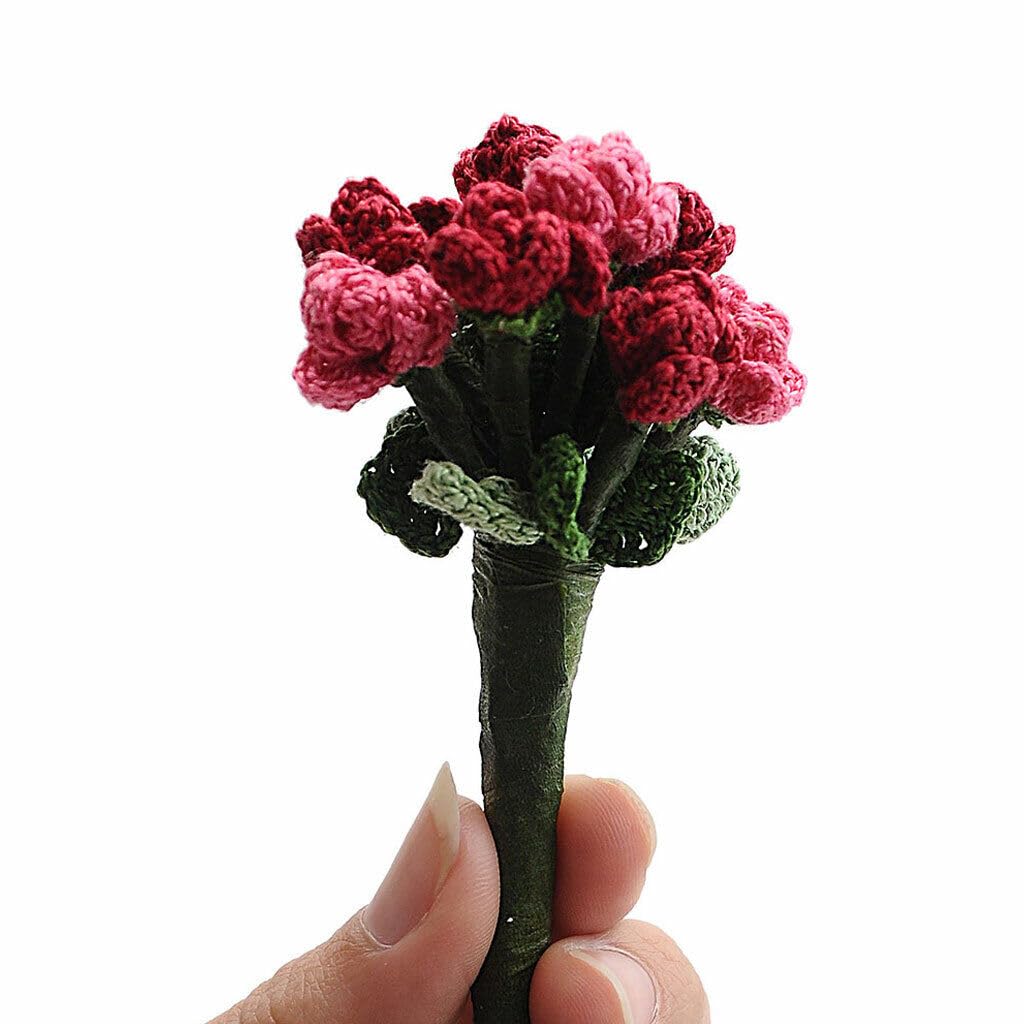 Small Red & Pink Rose Bouquet Plush Toy Handmade Amigurumi Crochet Ani ...