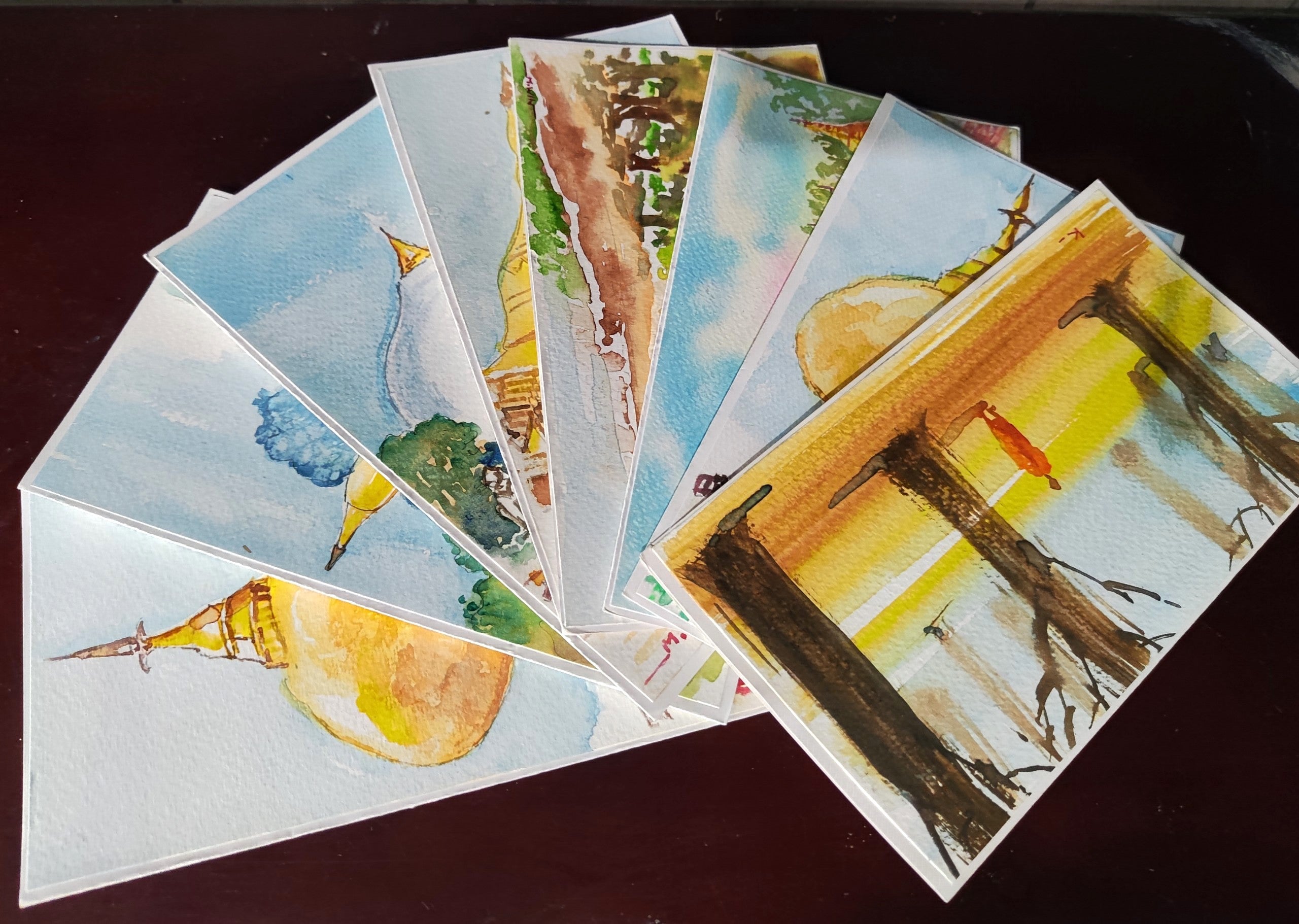 Handpainted Myanmar Art - Myanmar Landscape Beautiful Cards - Gift Car ...