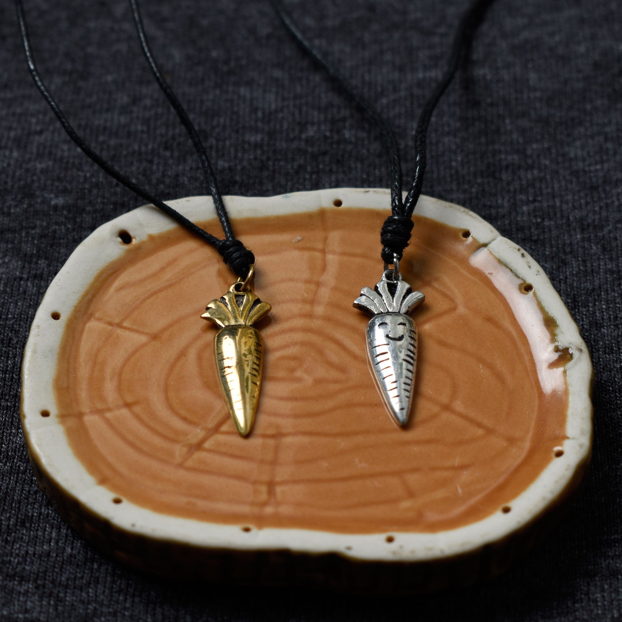 Smiling Carrot Silver Pewter Gold Brass Charm Necklace Pendant Jewelry ...