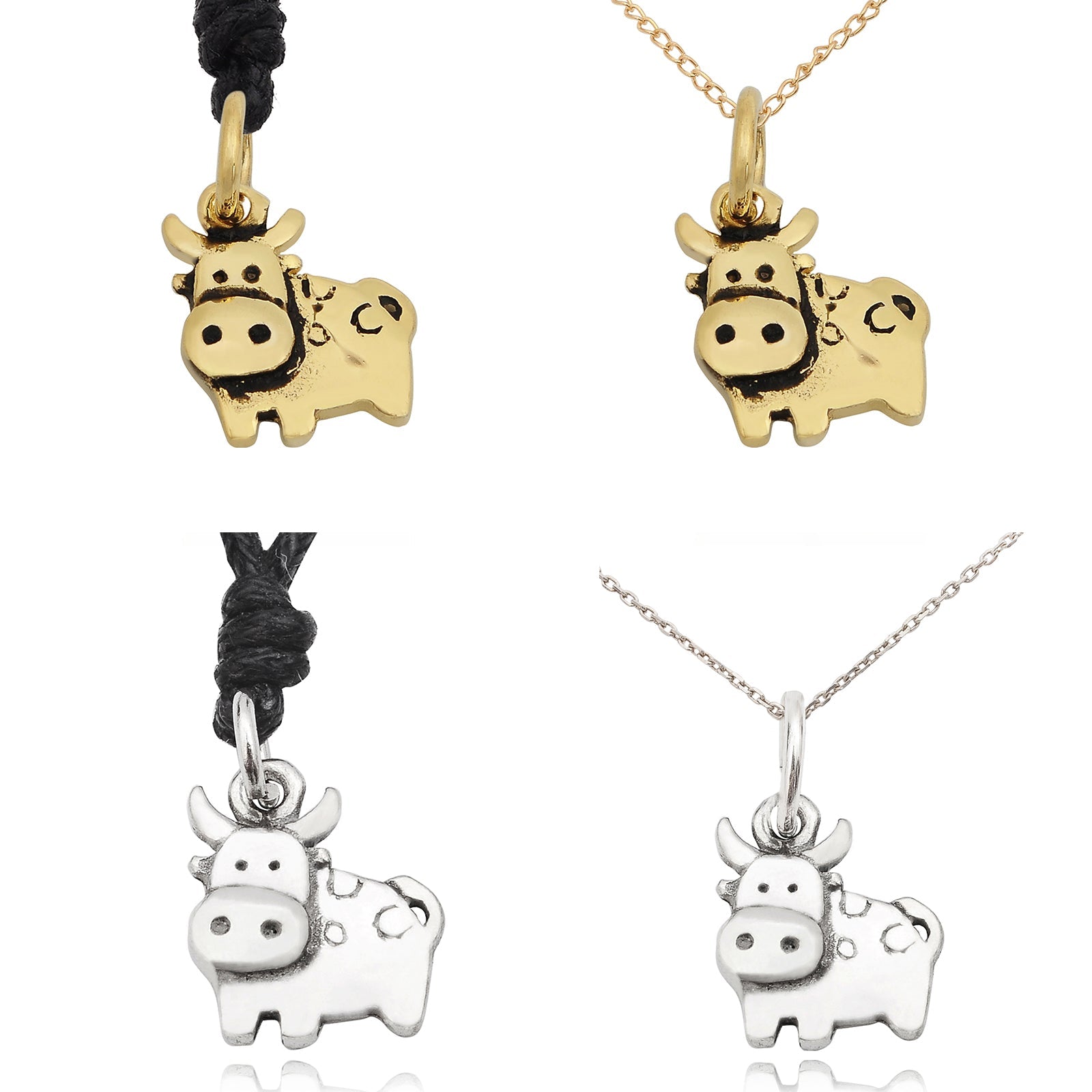 Milk Cow Cattle Silver Pewter Gold Brass Charm Necklace Pendant Jewelr ...