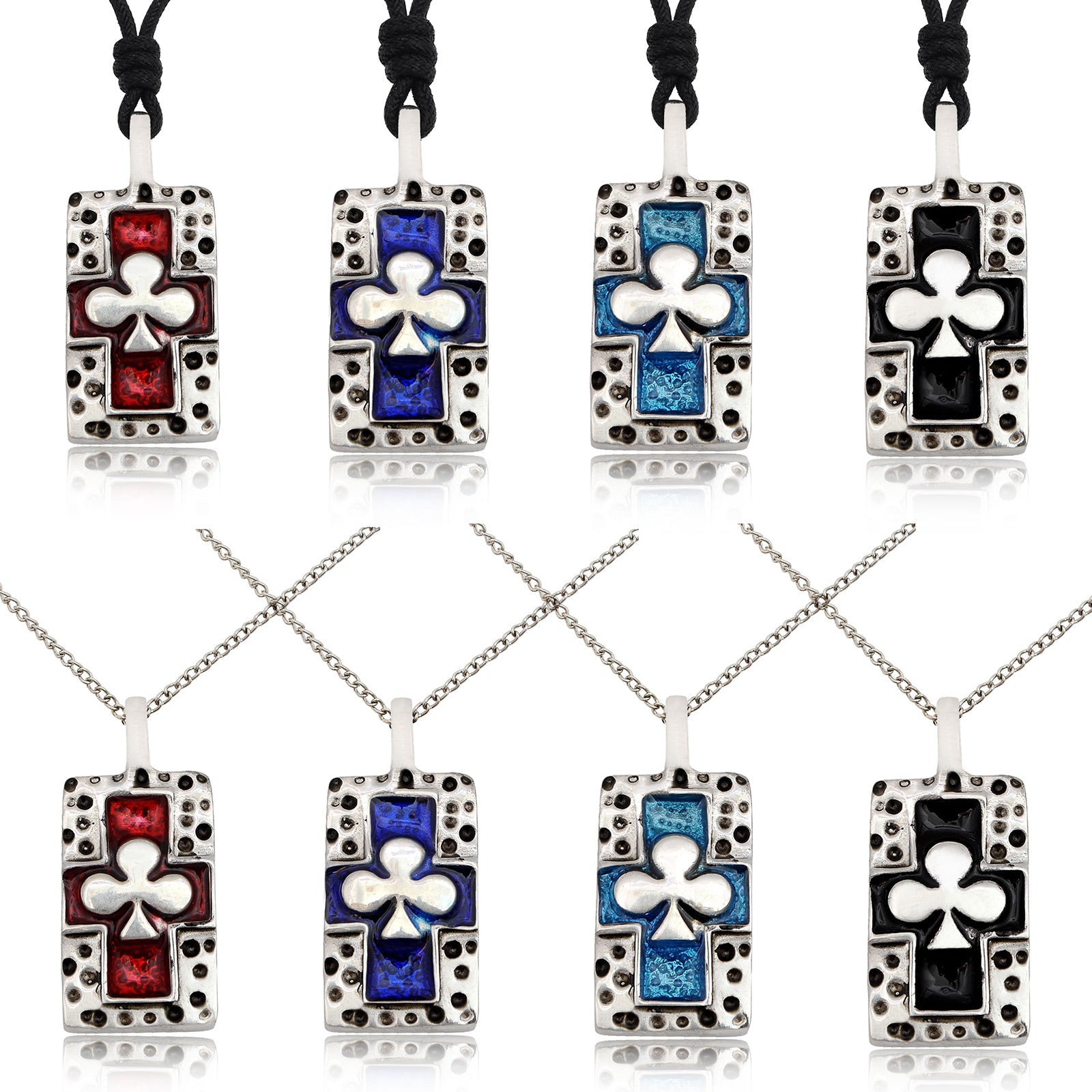 Cross Clover Silver Pewter Charm Necklace Pendant Jewelry – MyanmarMakers