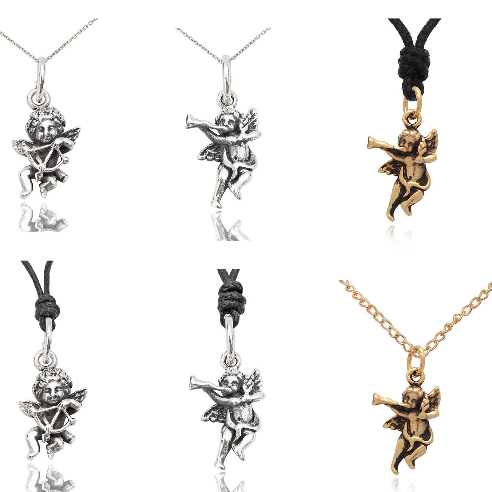 Unique Cupid Cherub 92.5 Sterling-silver Pewter Charm Necklace Pendant ...