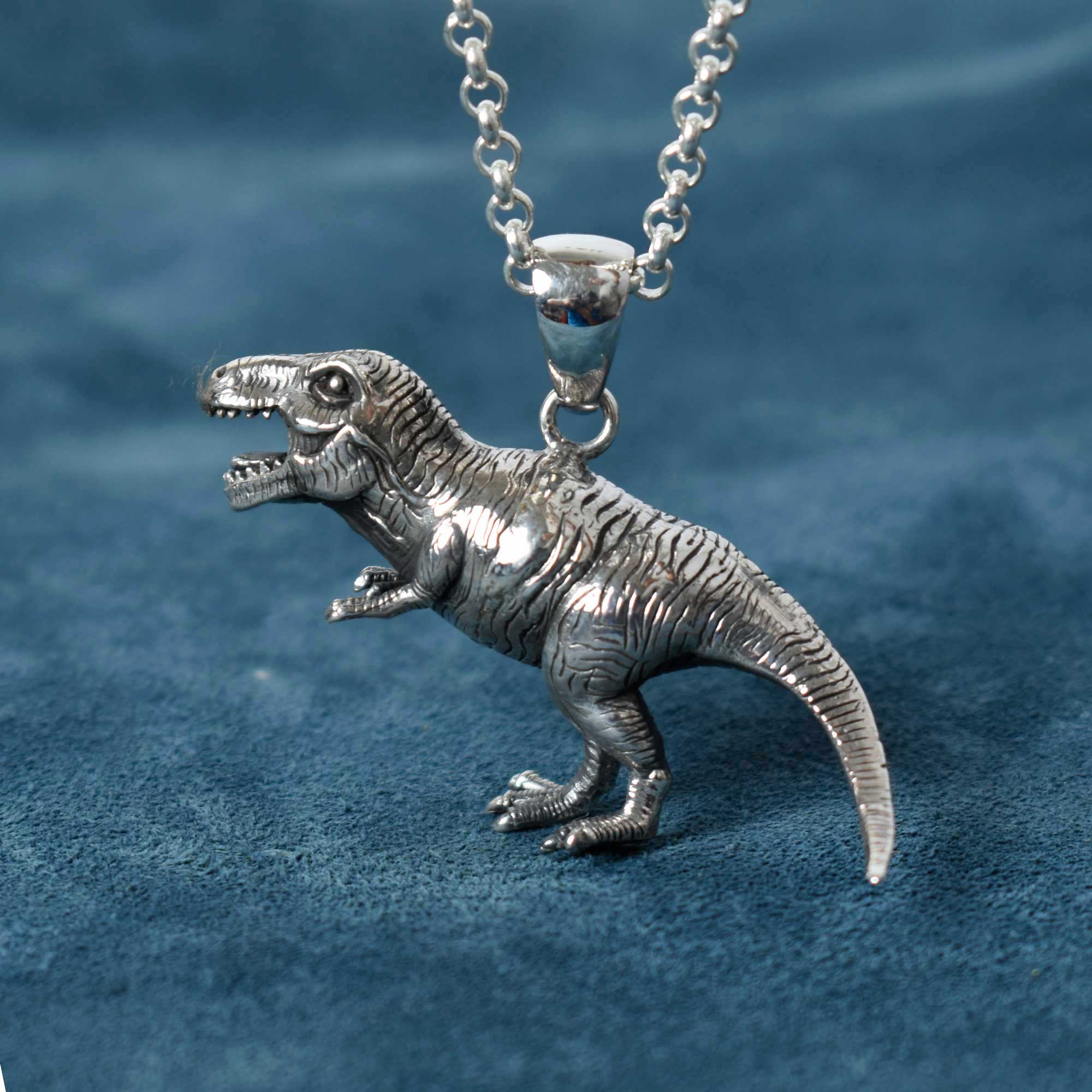 Tyrannosaurus Rex T-Rex 925 Sterling Silver Charm Necklace Pendant Jew ...