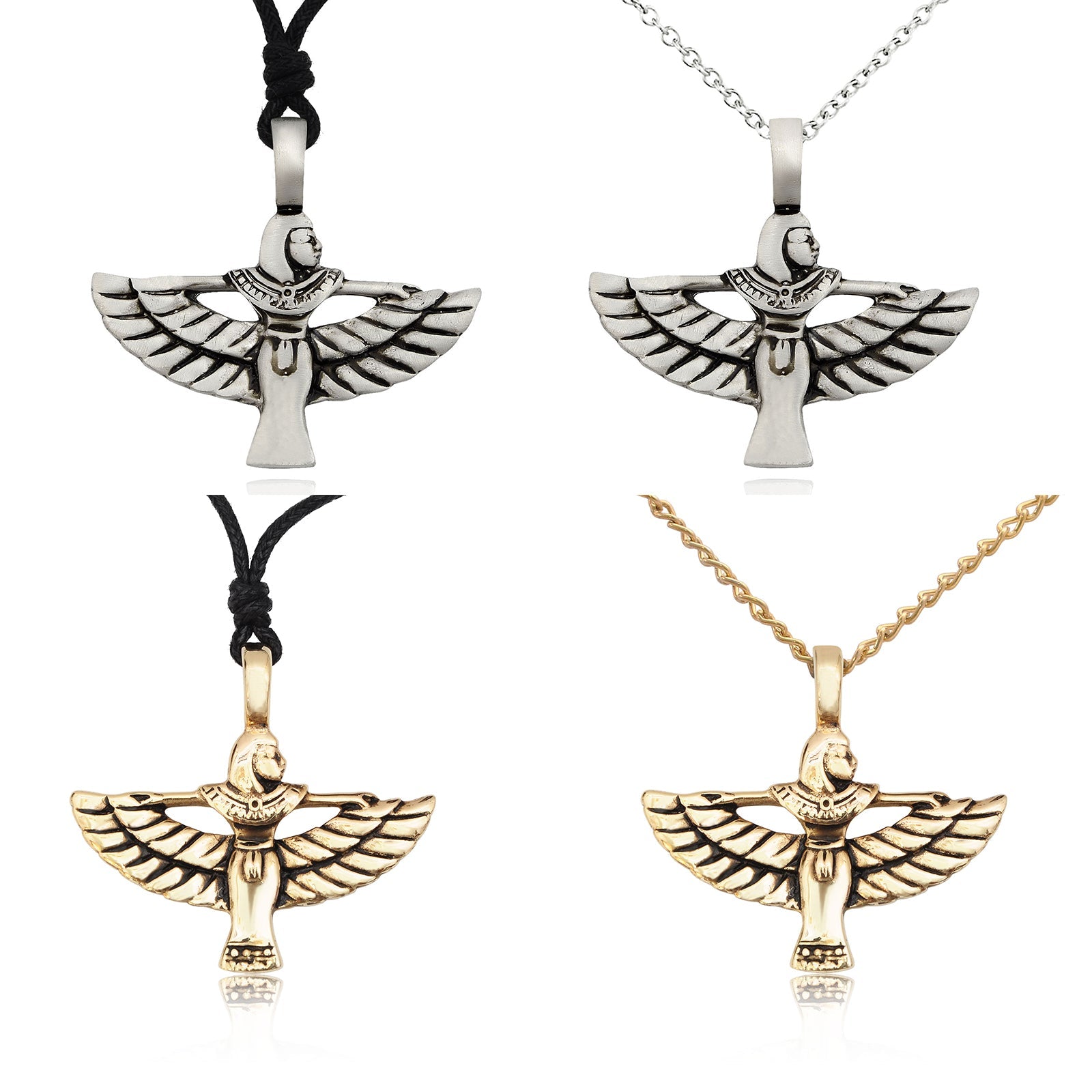 Isis Egyptian Goddess Bird Silver Pewter Gold Brass Necklace Pendant J ...