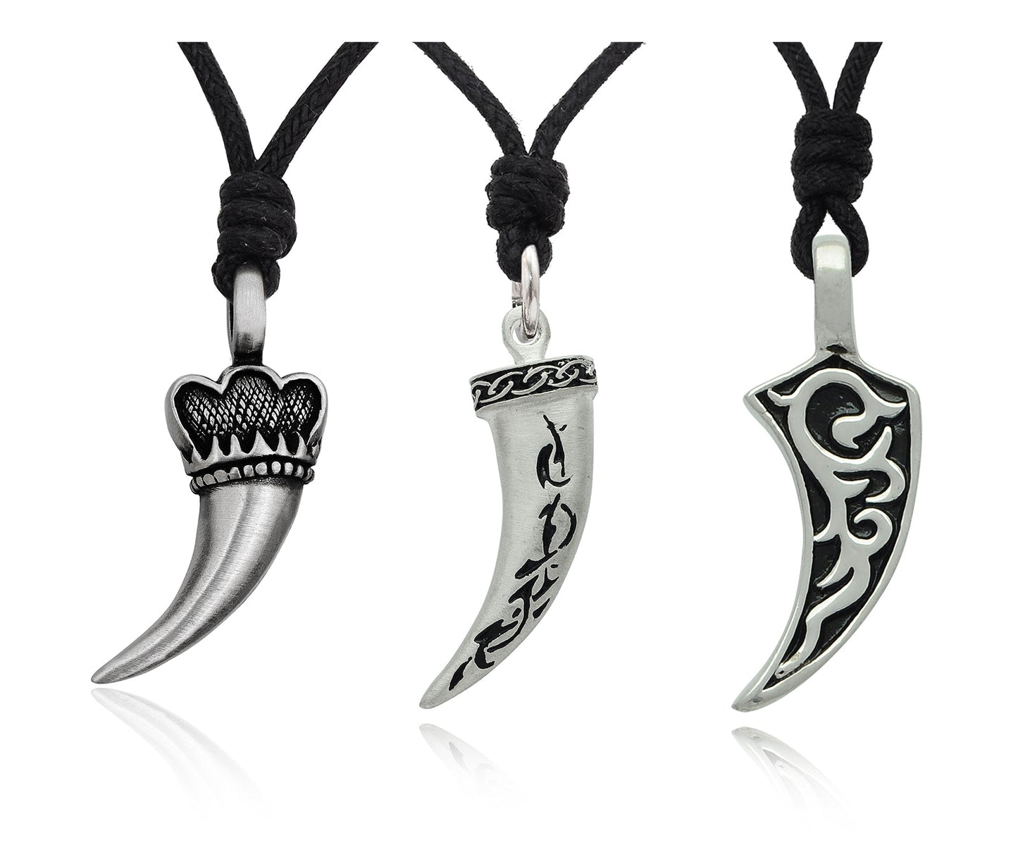 Wolf Tooth Fang Silver Pewter Charm Necklace Pendant Jewelry With ...