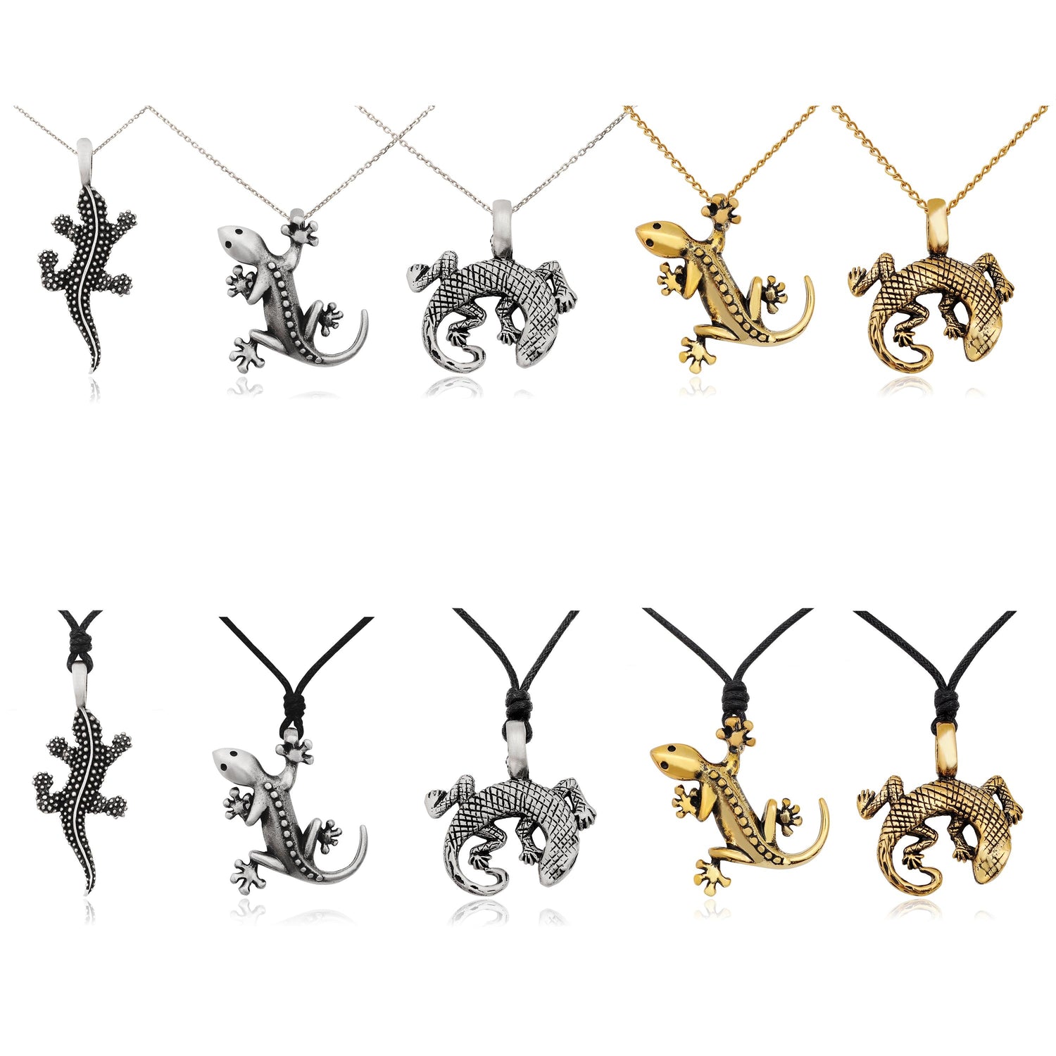 Adorable Gecko Reptile Silver Pewter Charm Necklace Pendant Jewelry ...