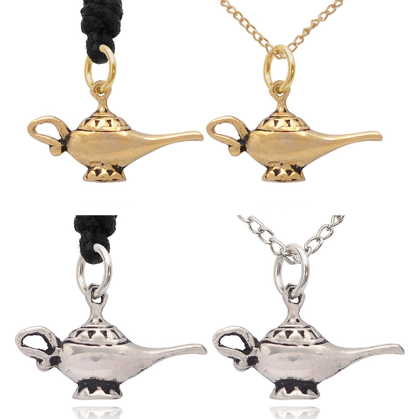 Genie Lamp Bottle Silver Pewter Gold Brass Charm Necklace Pendant Jewe ...