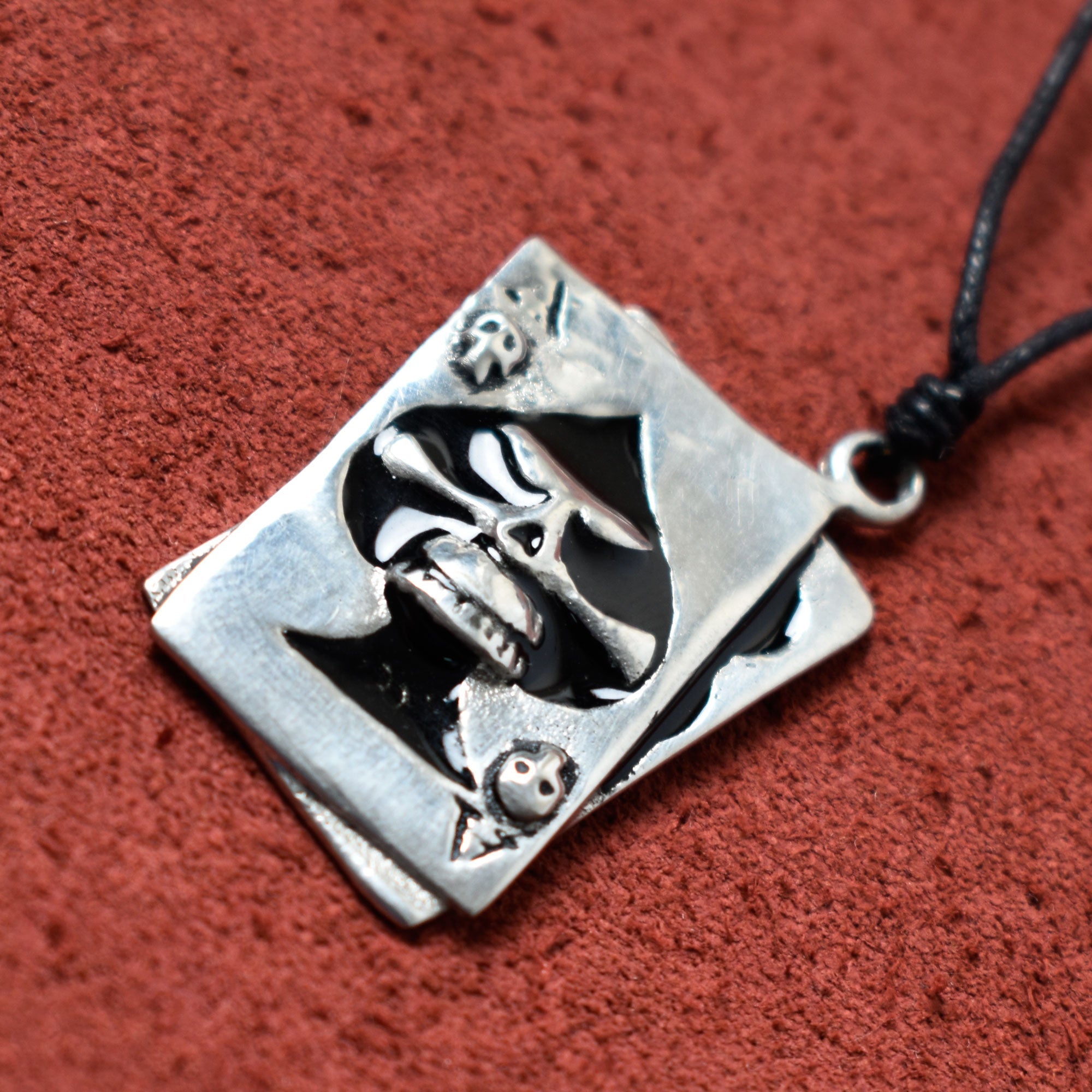 Skull Spades Card Poker Silver Pewter Charm Necklace Pendant Jewelry ...