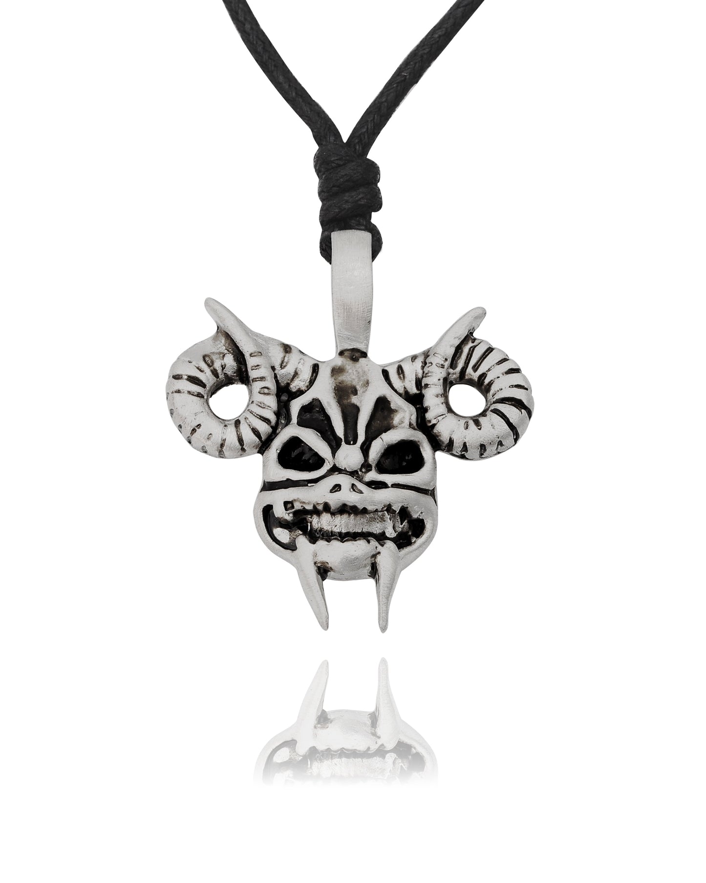 Pagan Gargoyle Demon Pan Skull Silver Pewter Charm Necklace Pendant Je ...