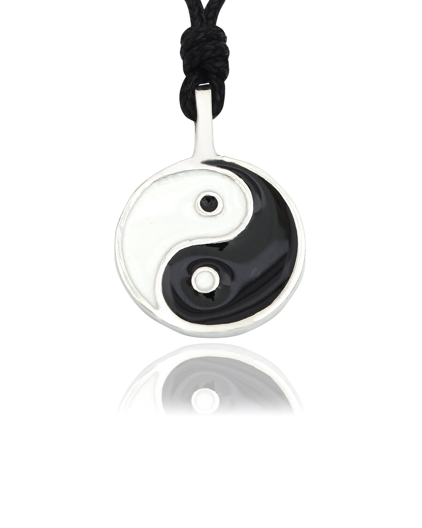 Handmade Ying Yang Silver Pewter Charm Necklace Pendant Jewelry ...