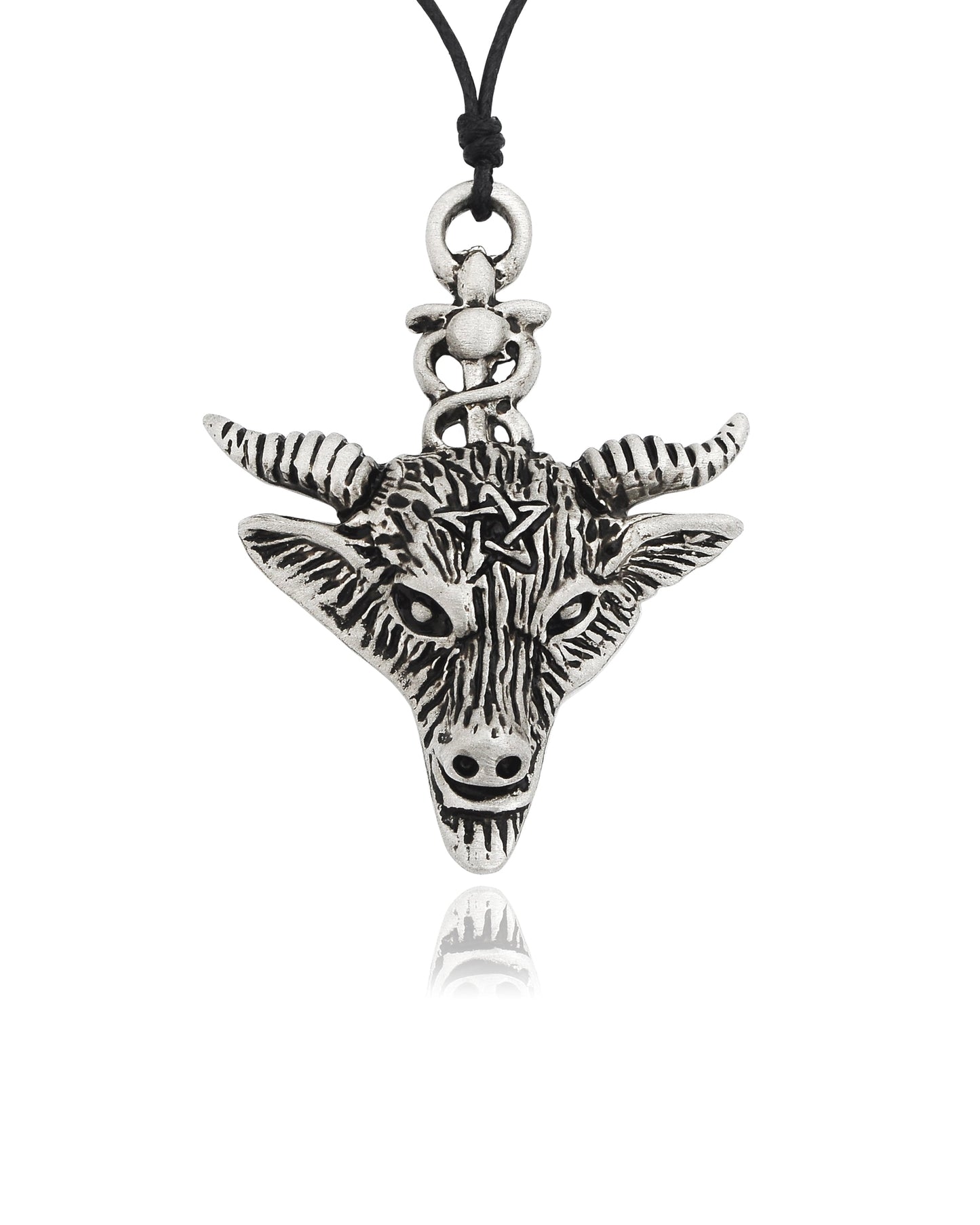 Pagan Goat Head Silver Pewter Charm Necklace Pendant Jewelry With ...