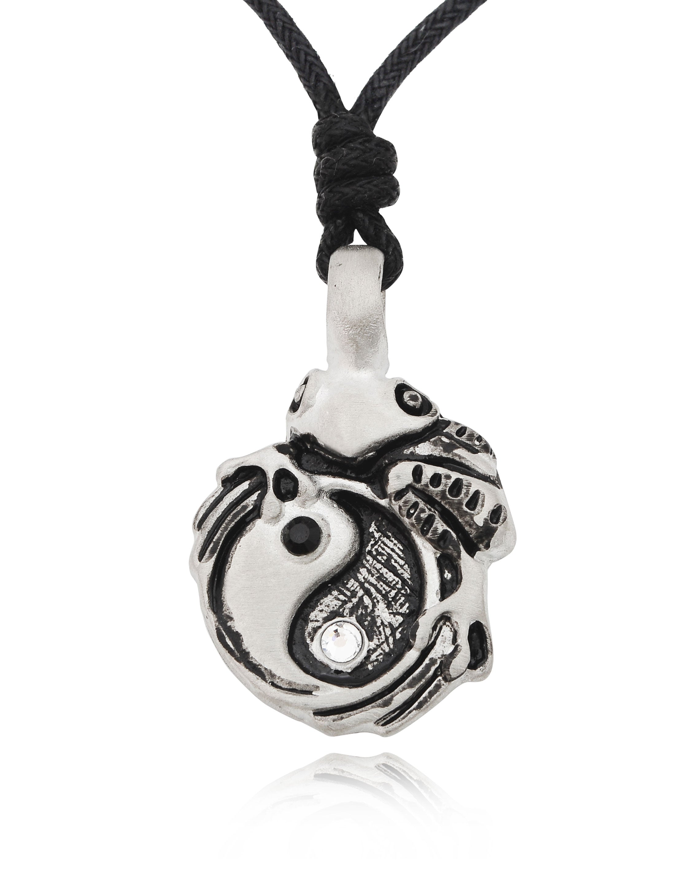 Frog Yin Yang Silver Pewter Charm Necklace Pendant Jewelry – MyanmarMakers