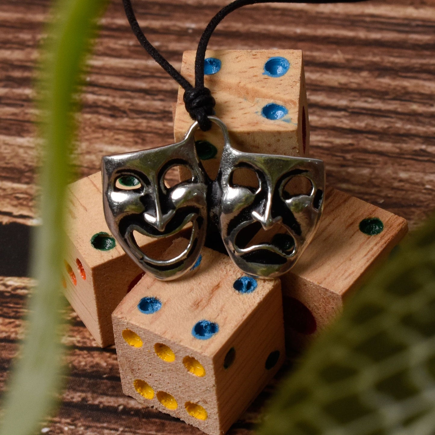 Drama Theater Masks Handmade Brass Necklace Pendant Jewelry With Cotton ...