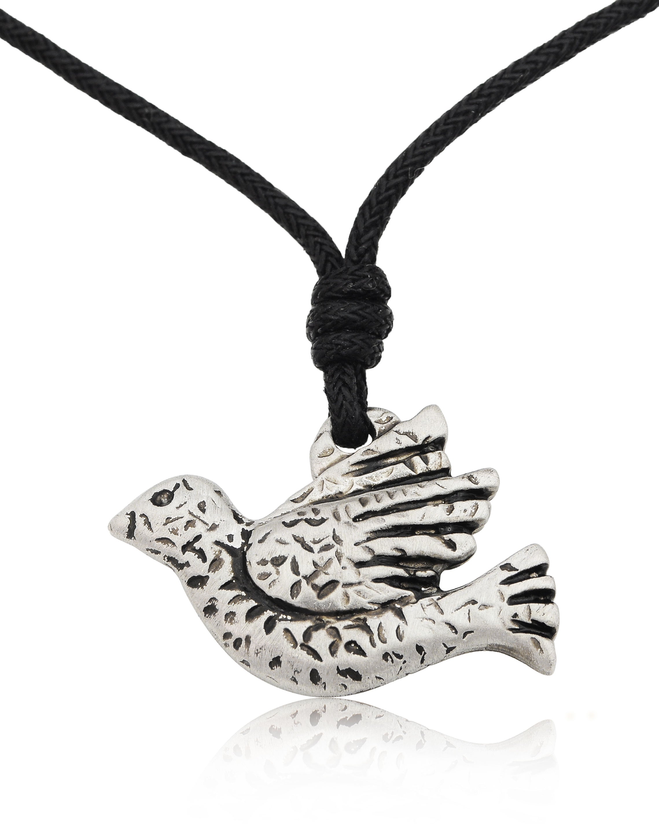 Unique Dove Bird of Peace Silver Pewter Charm Necklace Pendant Jewelry ...