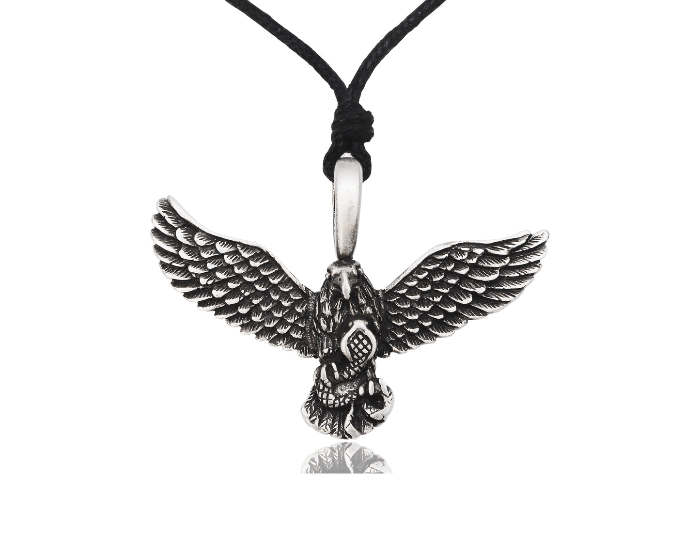 Eagle Hawk Catching Snake Silver Pewter Charm Necklace Pendant Jewelry ...
