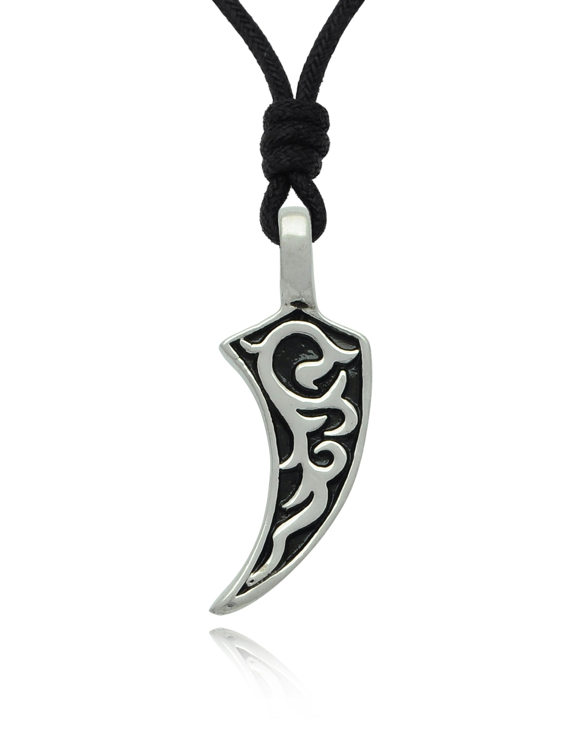 Wolf Tooth Fang Silver Pewter Charm Necklace Pendant Jewelry With ...