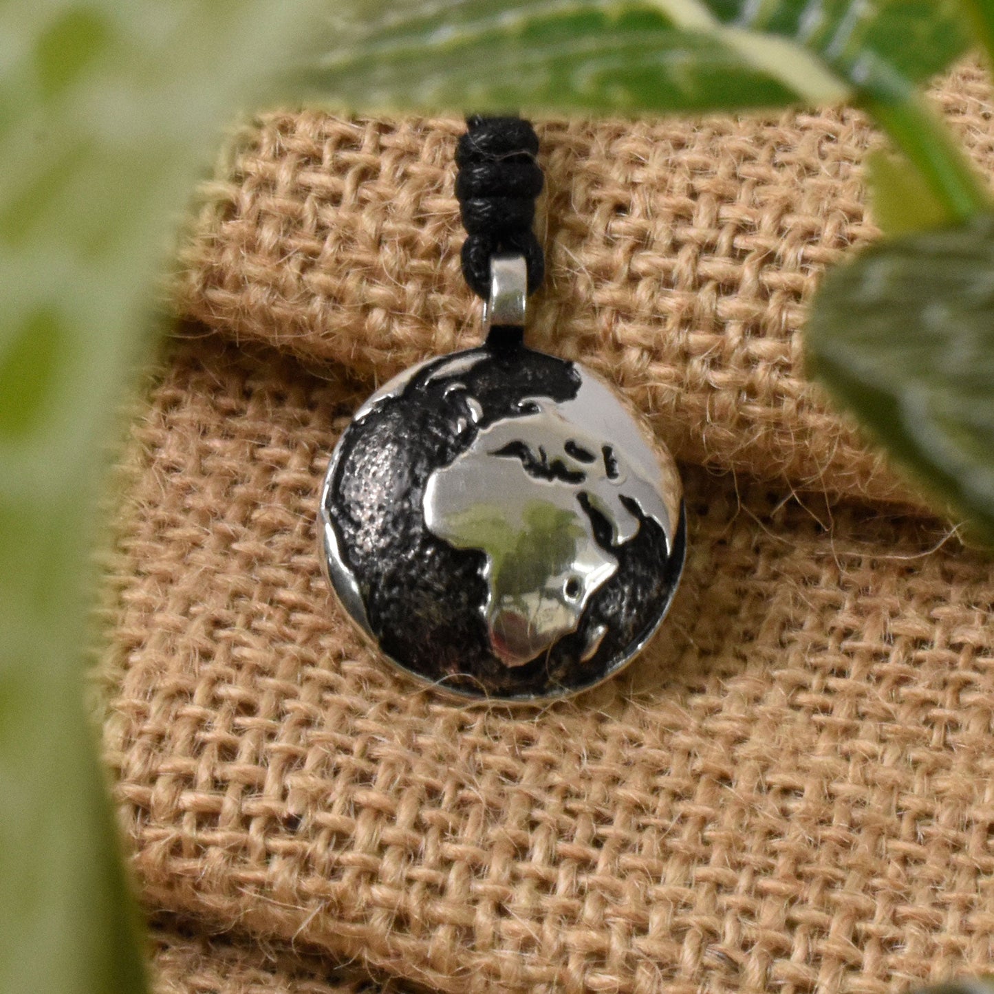 Globe Earth Earthball Silver Pewter Charm Necklace Pendant Jewelry With Cotton Cord – MyanmarMakers