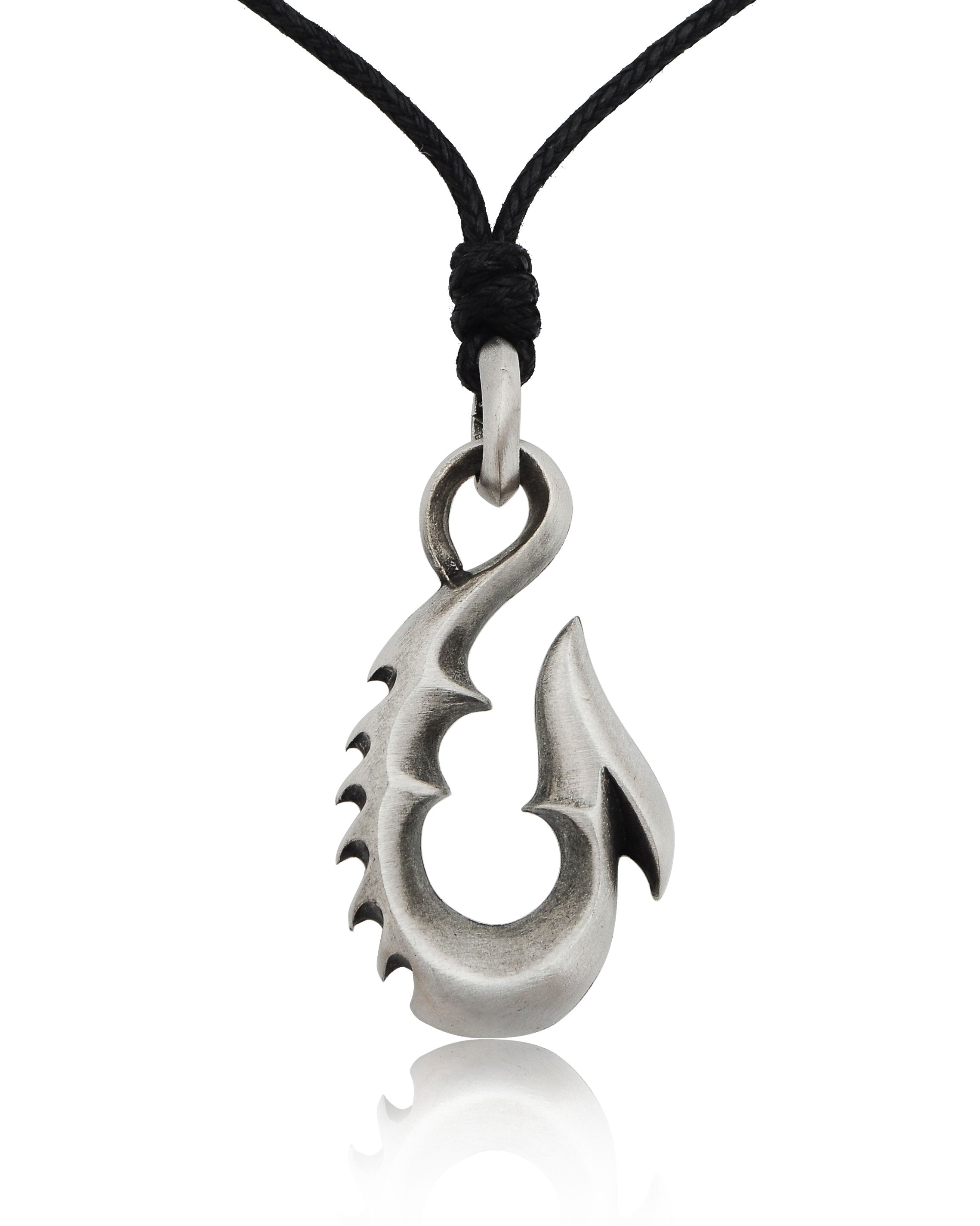 Maori Fishing Hook Silver Pewter Charm Necklace Pendant Jewelry ...