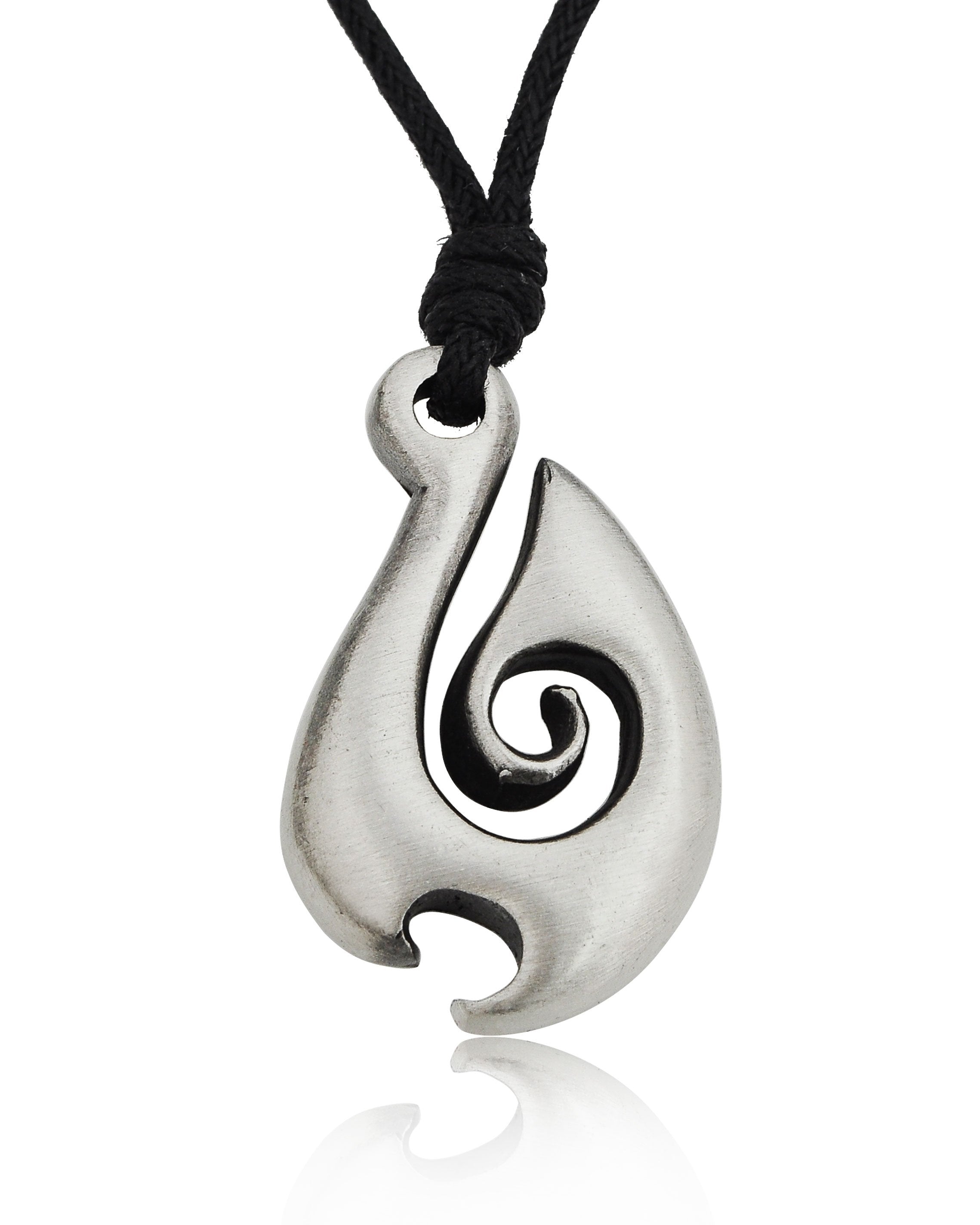 Maori Fishing Hook Silver Pewter Charm Necklace Pendant Jewelry ...