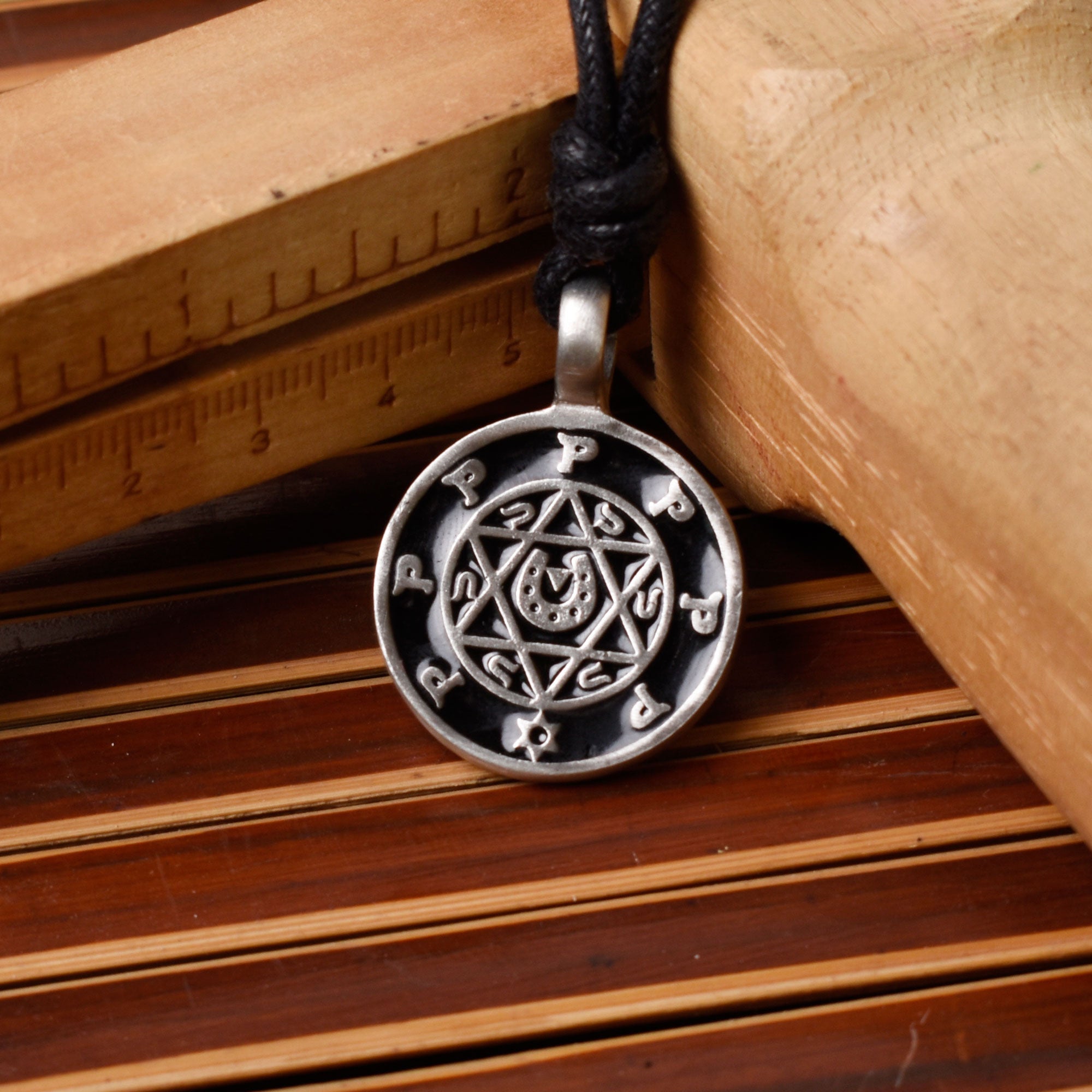 Unique Handcrafted 5 Pointed Star Silver Pewter Charm Necklace Pendant ...