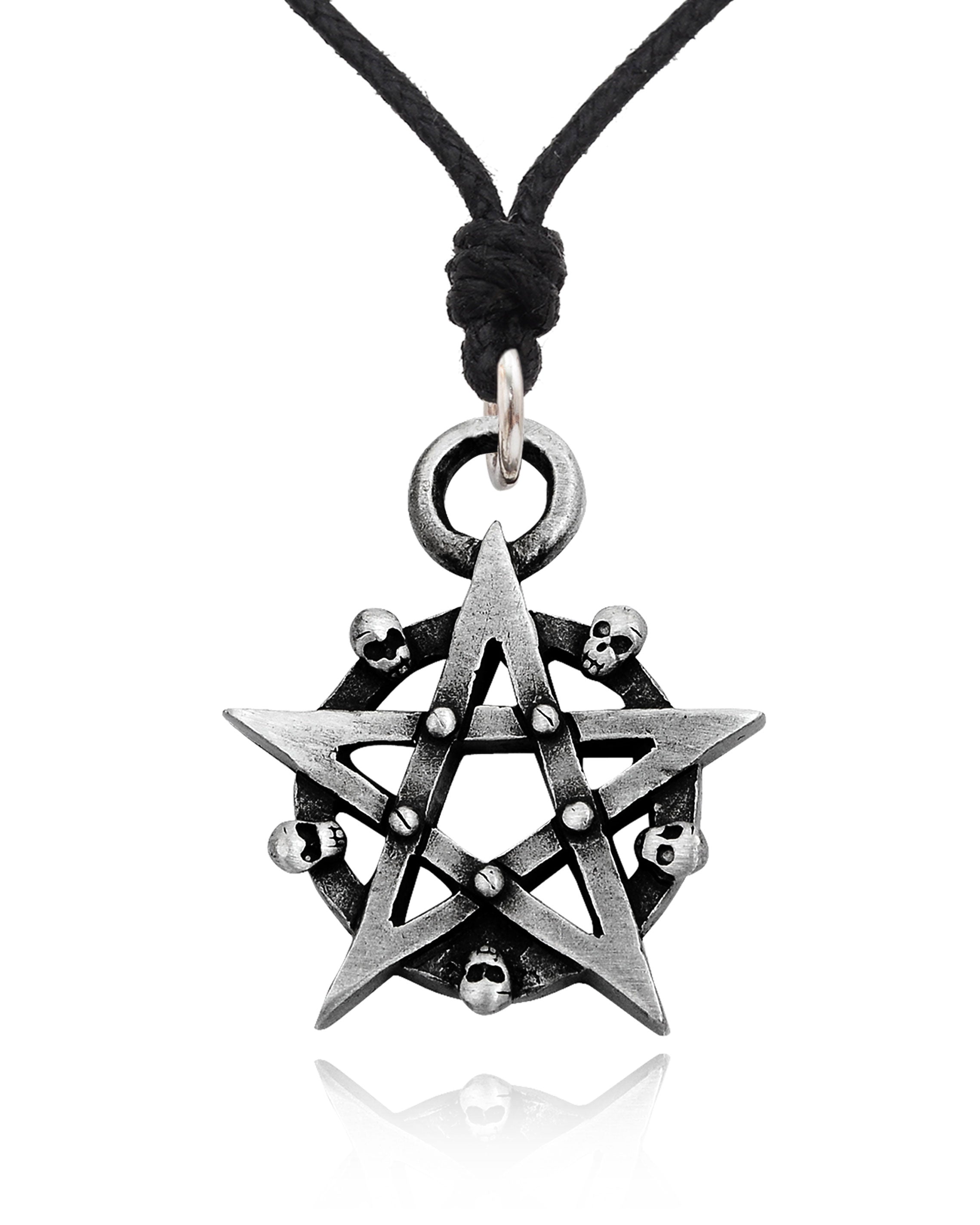 Pentagram 5 Pointed Star Silver Pewter Charm Necklace Pendant Jewelry ...