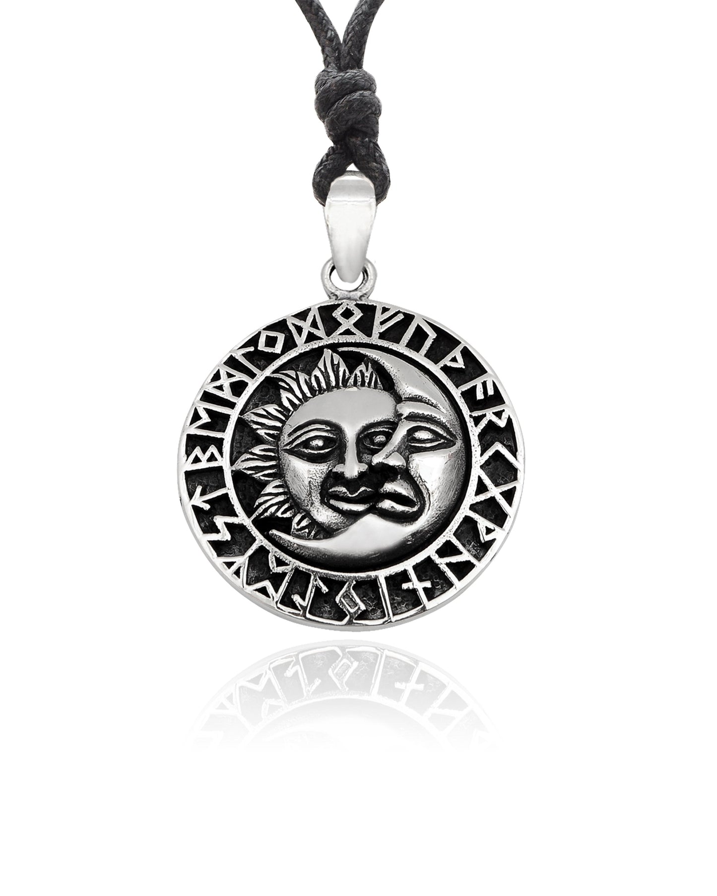 Sun Moon YinYang RunesRunic 92.5 Sterling Silver Pewter Necklace Penda ...