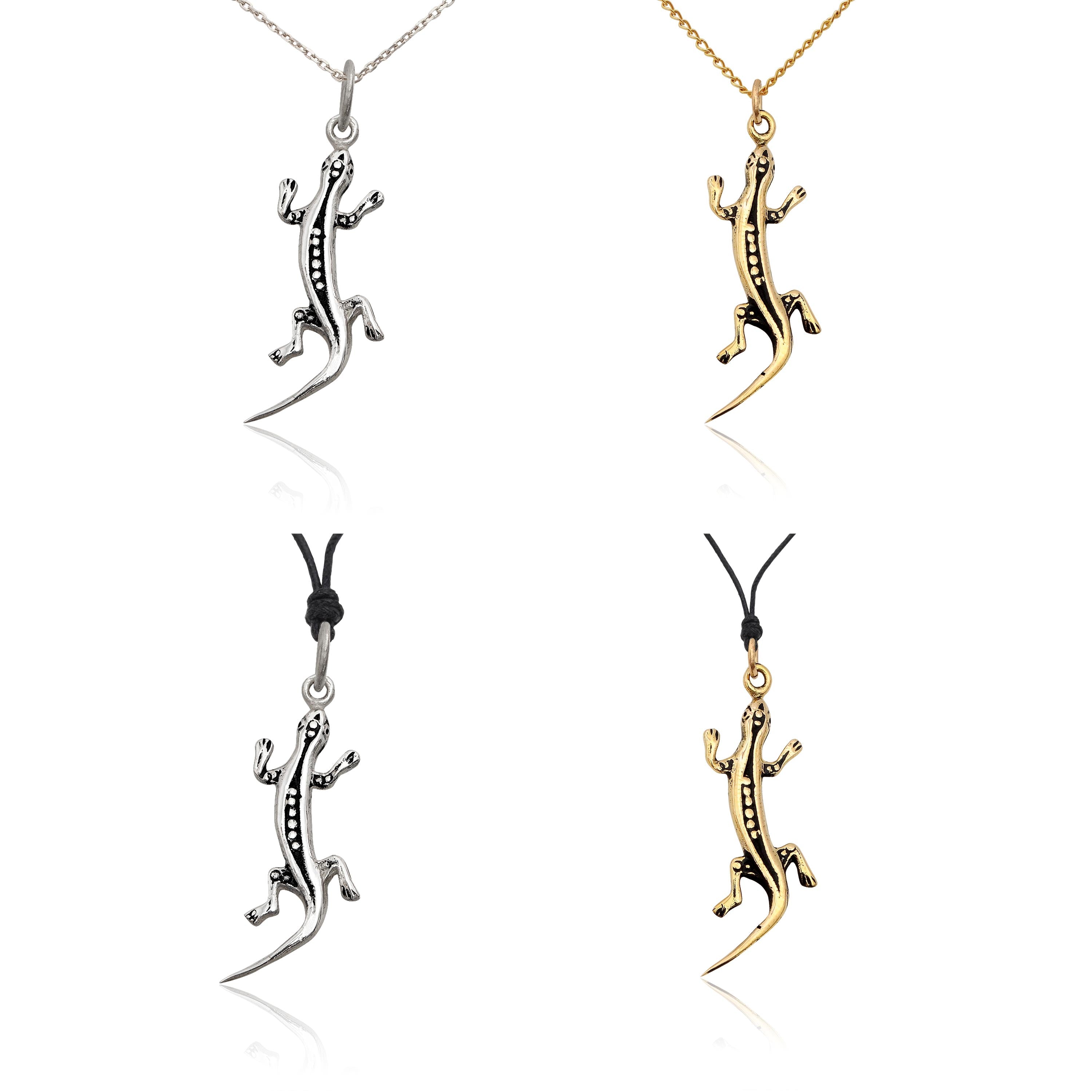 Salamander Handmade Silver Pewter Necklace Pendant Jewelry With Cotton ...