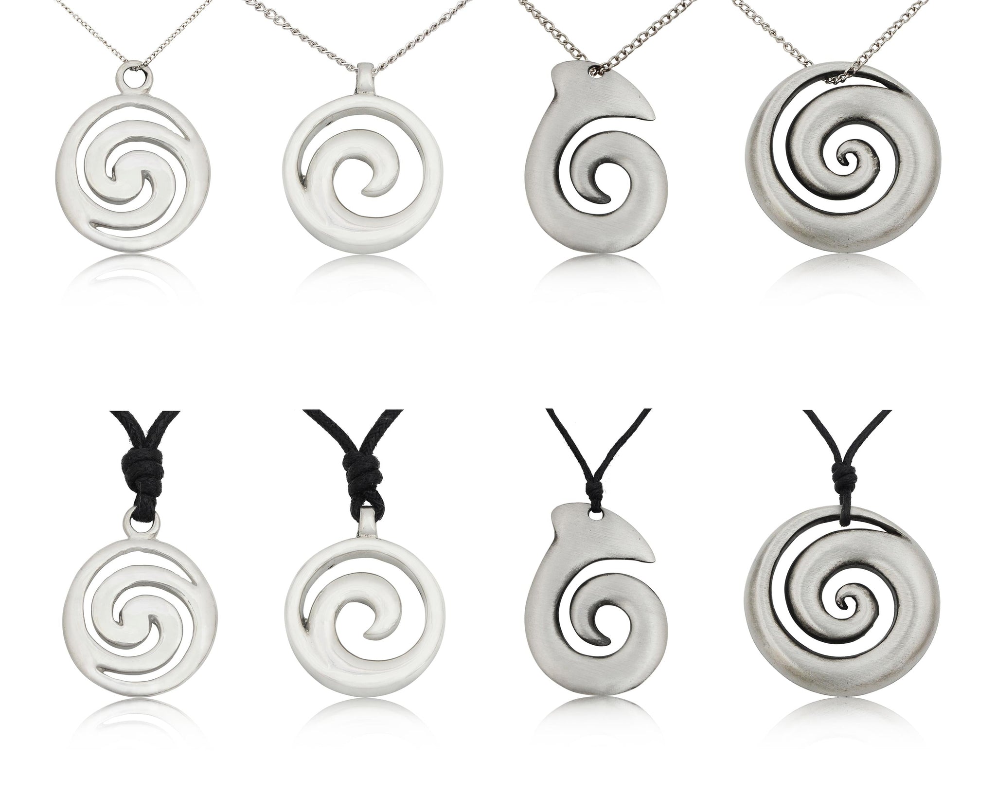 Maori Koru Silver Pewter Charm Necklace Pendant Jewelry – MyanmarMakers