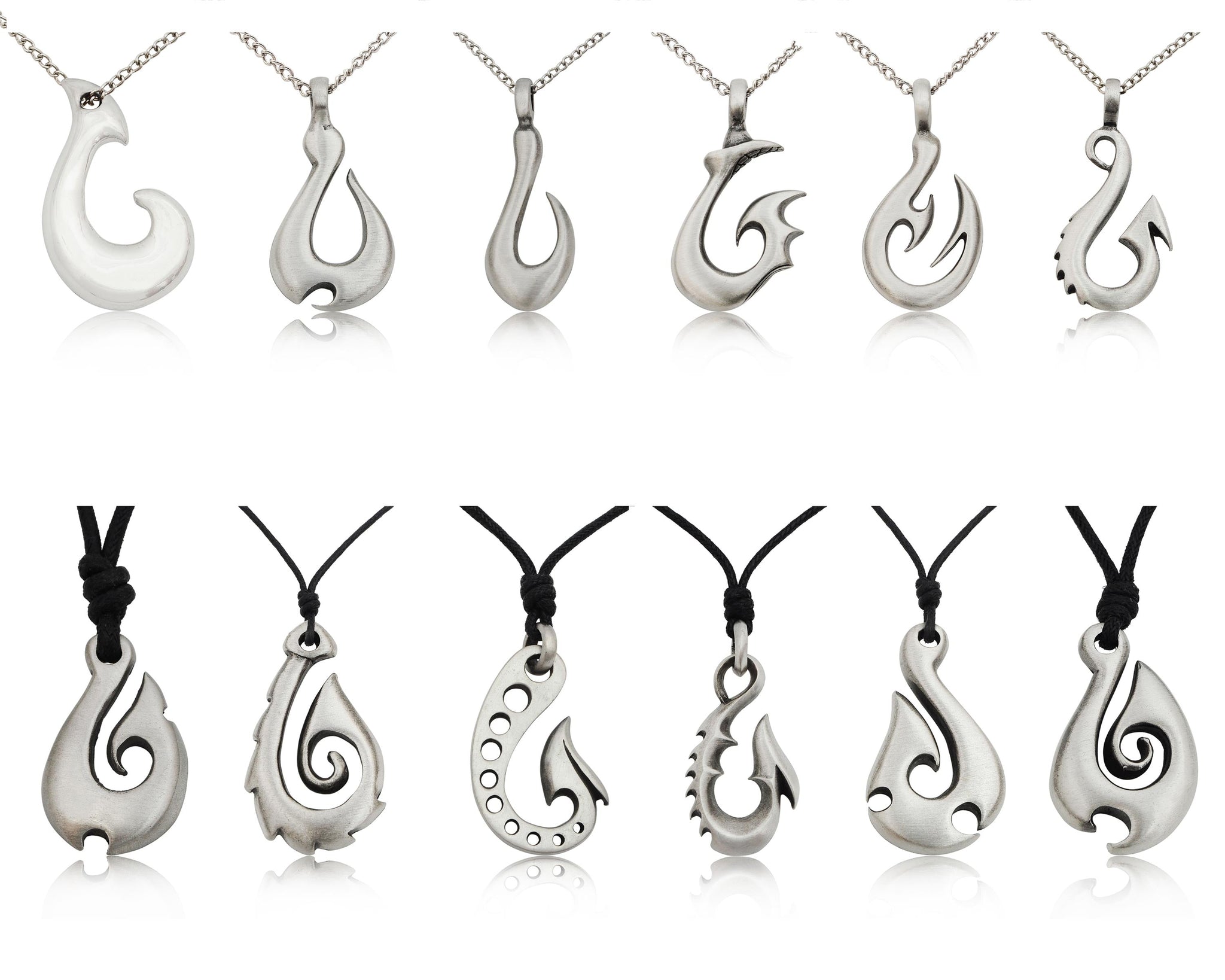 Maori Fishing Hook Silver Pewter Charm Necklace Pendant Jewelry ...