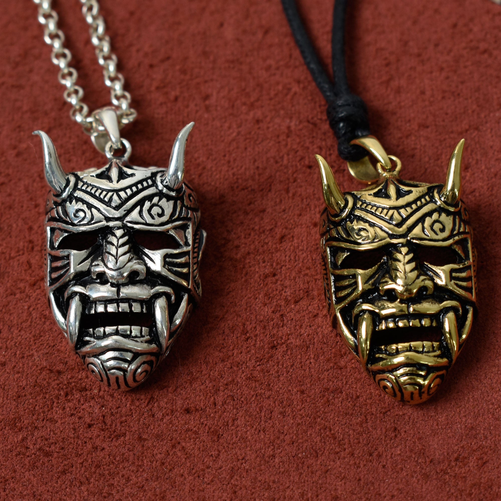 925 Sterling Silver Brass Devil Worshiper Satan Mask Pendant Necklace ...