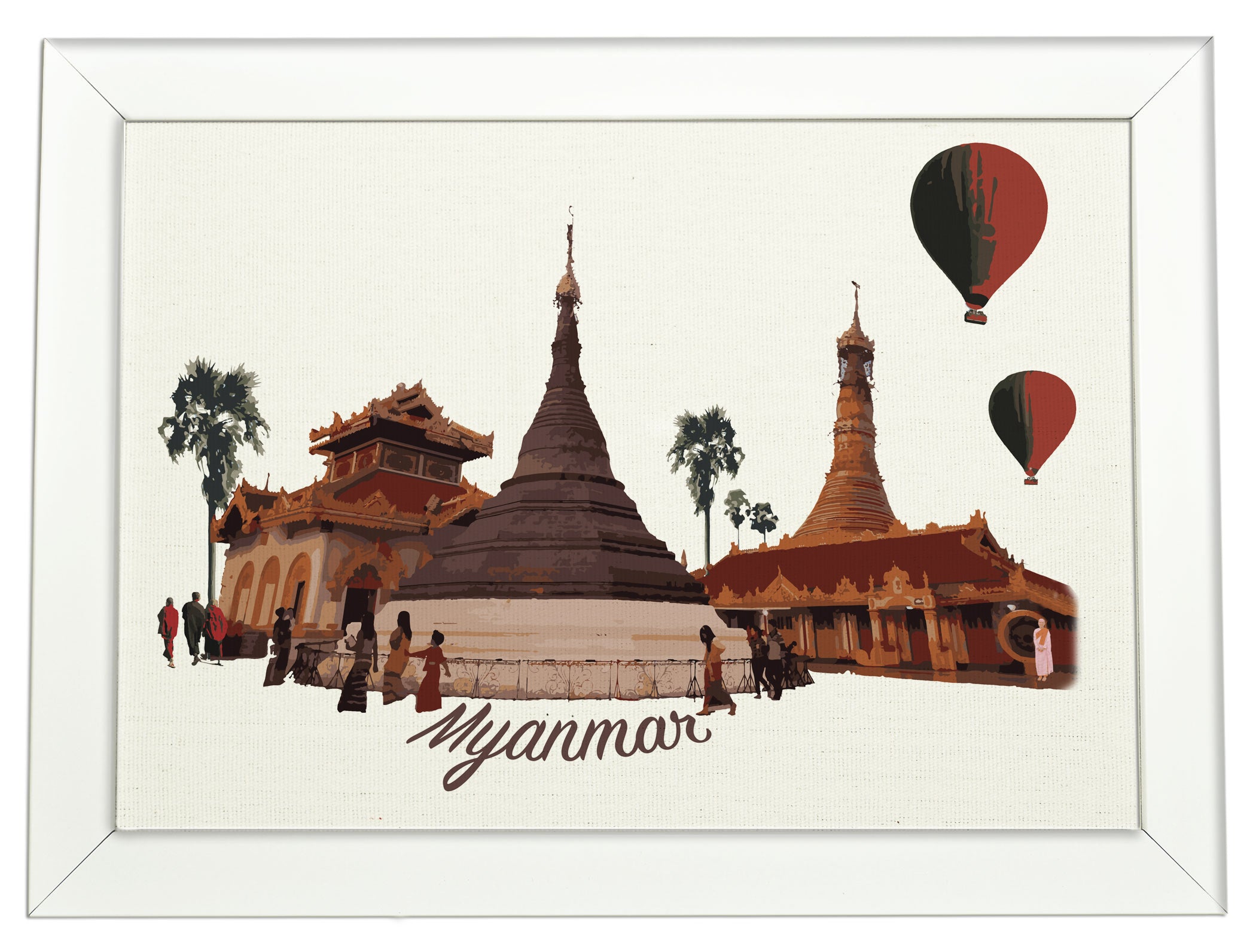 Myanmar's Culture Printed Cotton Canvas with Wooden Frame – MyanmarMakers