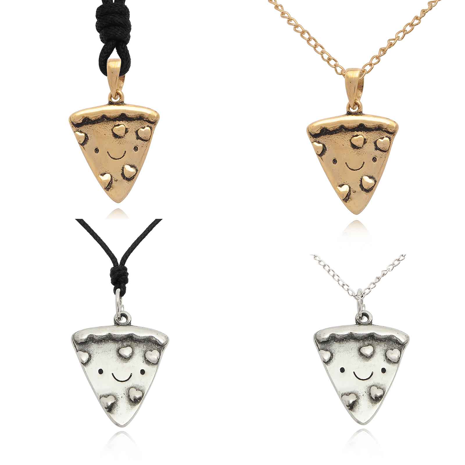Pizza With Love Silver Pewter Gold Brass Charm Necklace Pendant Jewelr ...