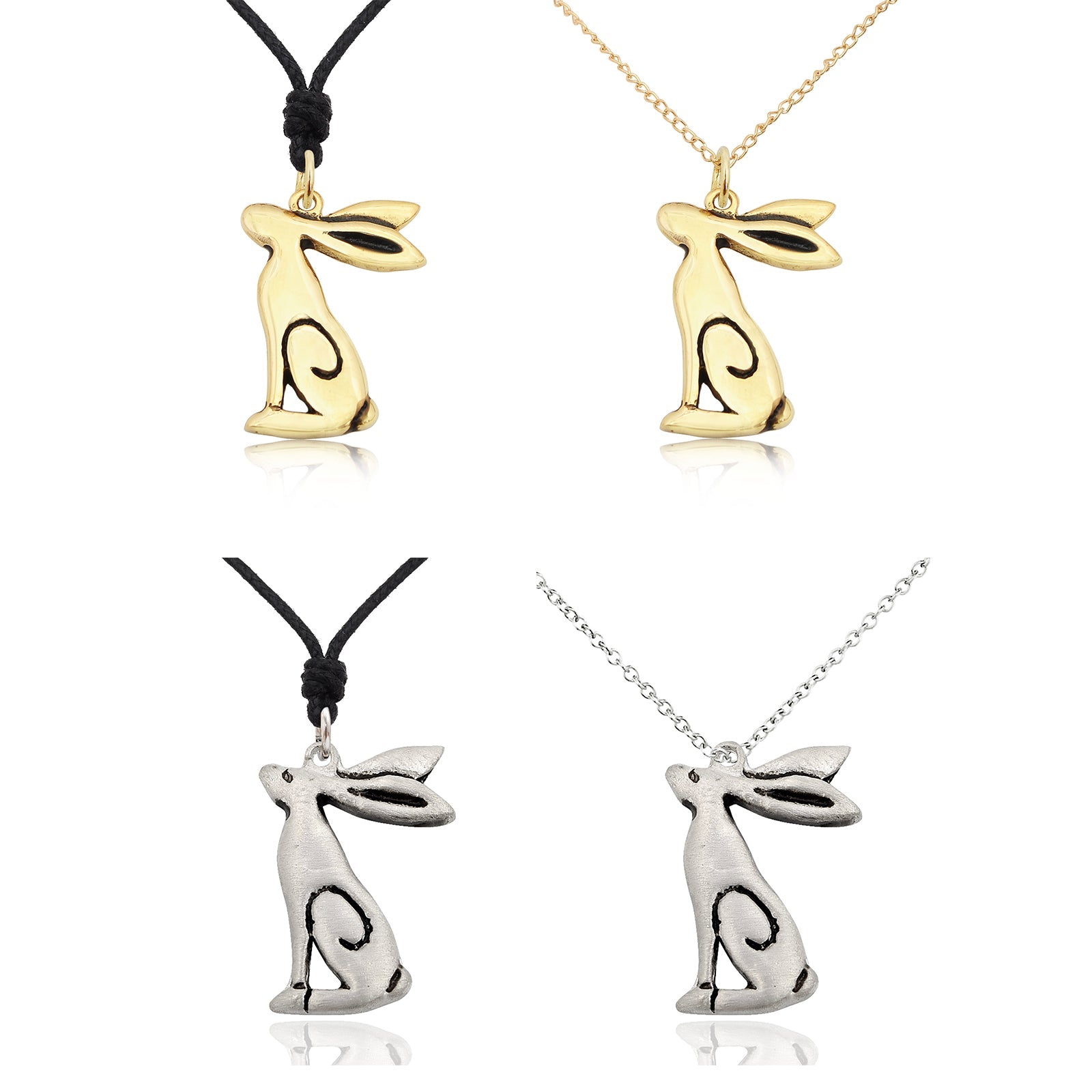 Cute Rabbit Handmade Brass Pewter Charm Necklace Pendant Jewelry ...