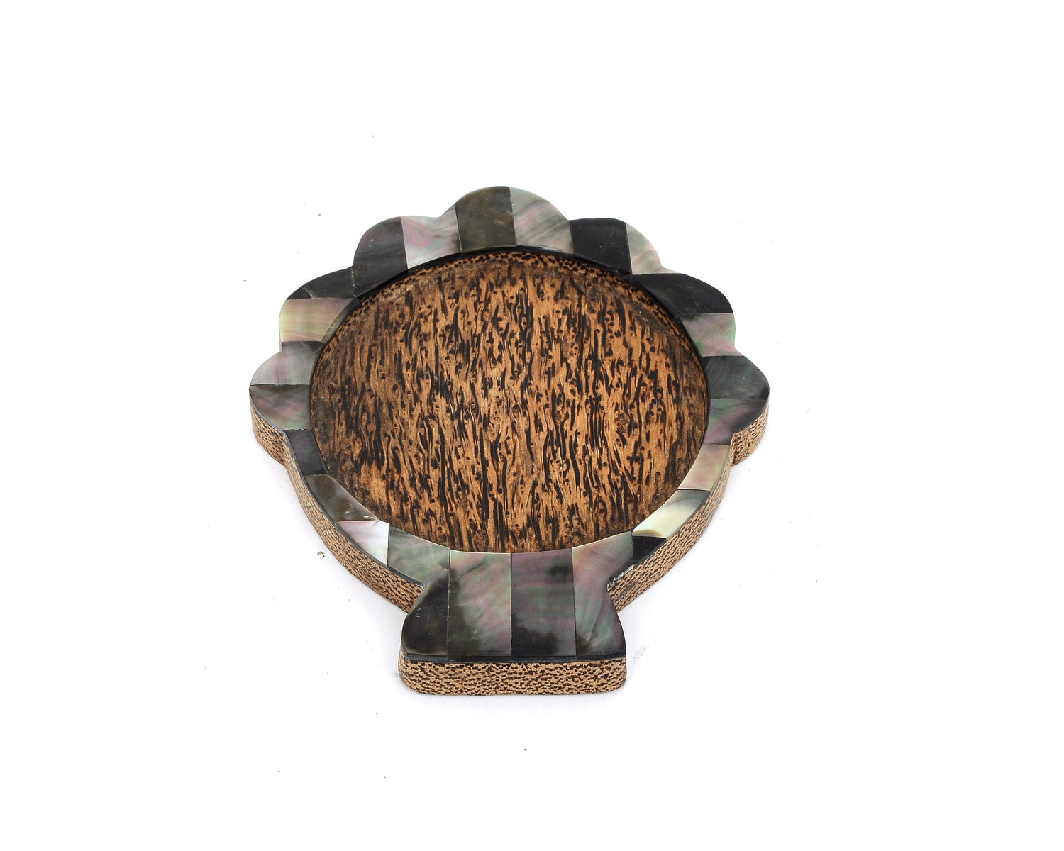 Myanmar Handmade Coconut Wood Clam Coaster With Mother of Pearl Inlay ...