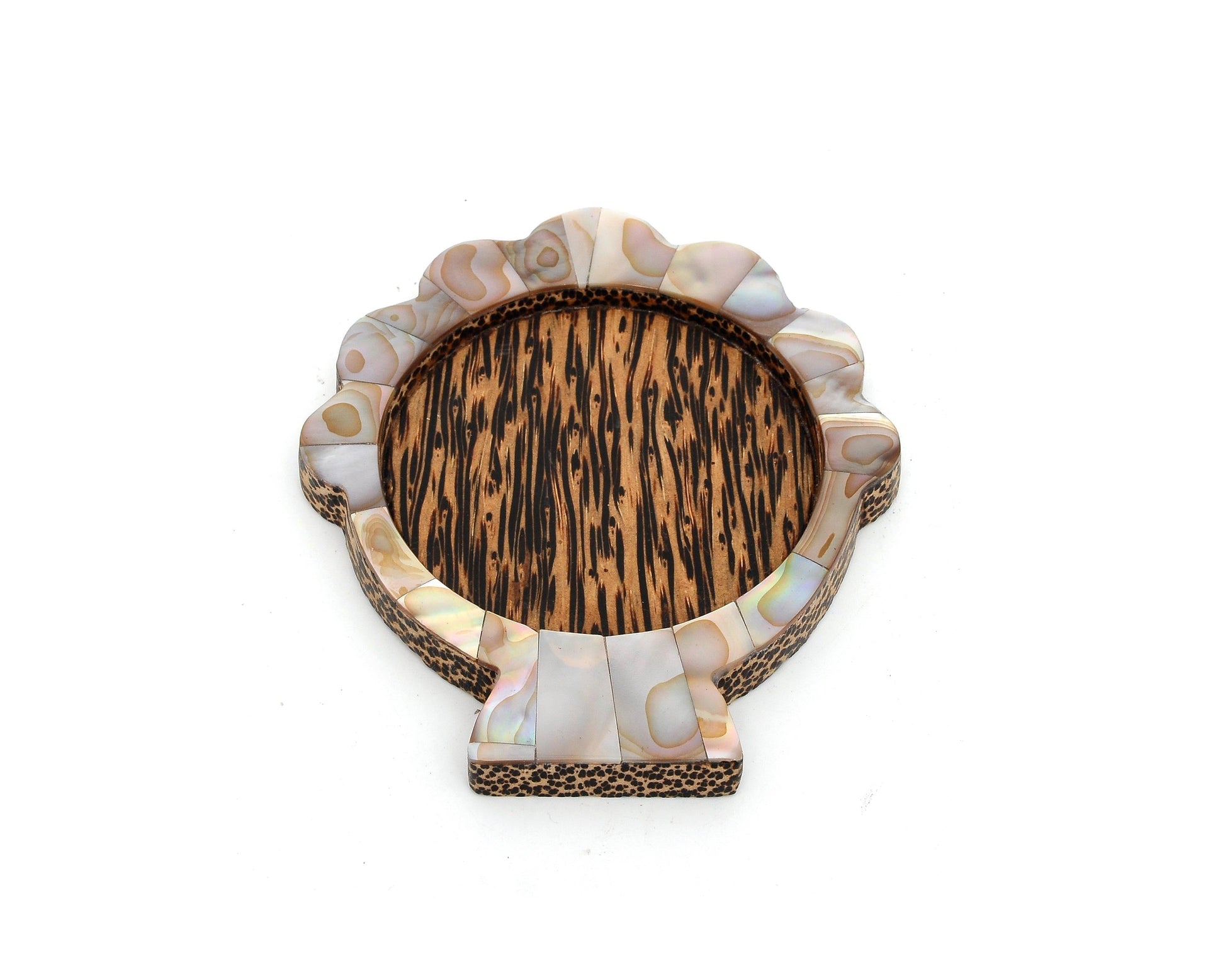 Myanmar Handmade Coconut Wood Clam Coaster With Mother of Pearl Inlay ...