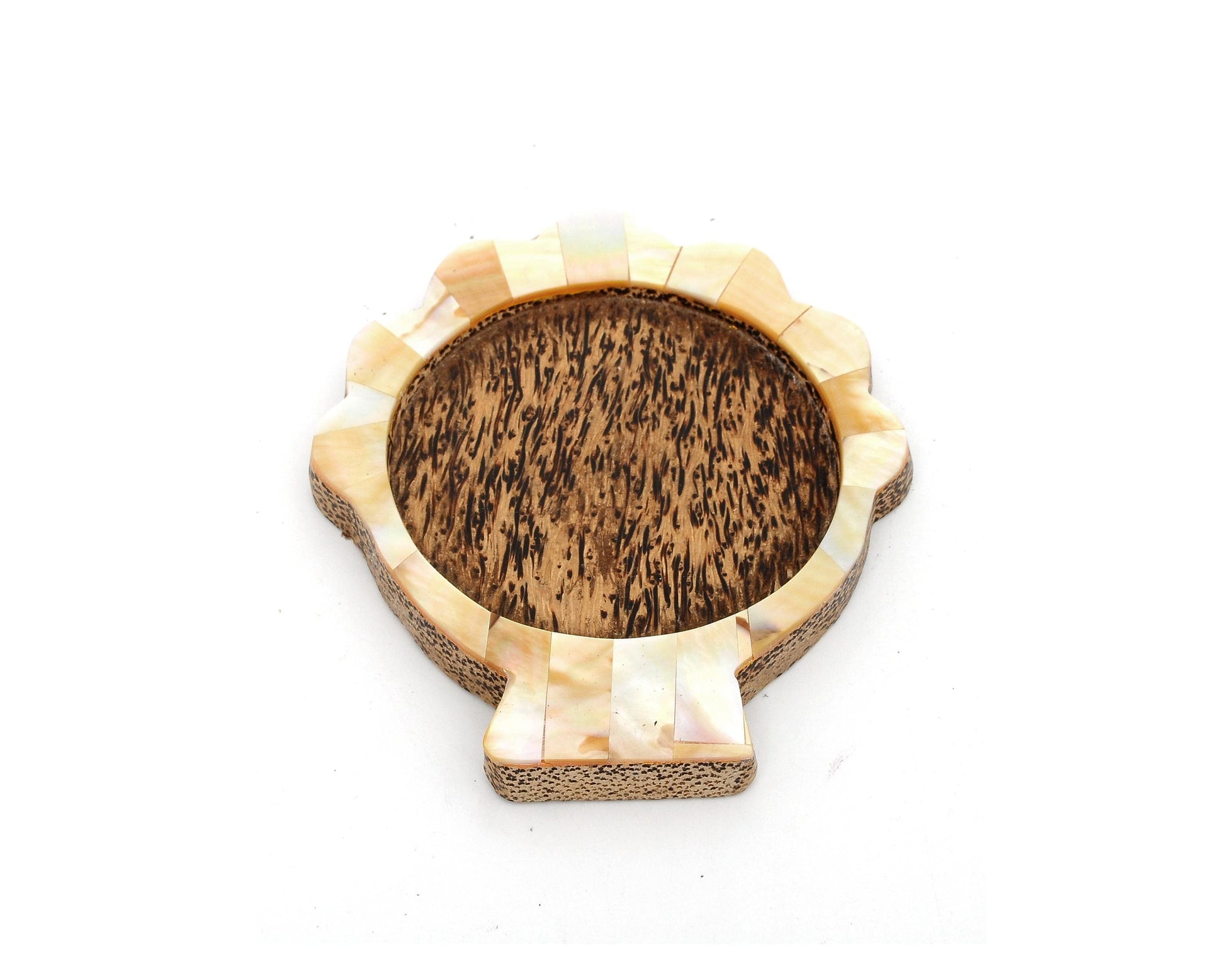 Myanmar Handmade Coconut Wood Clam Coaster With Mother of Pearl Inlay ...