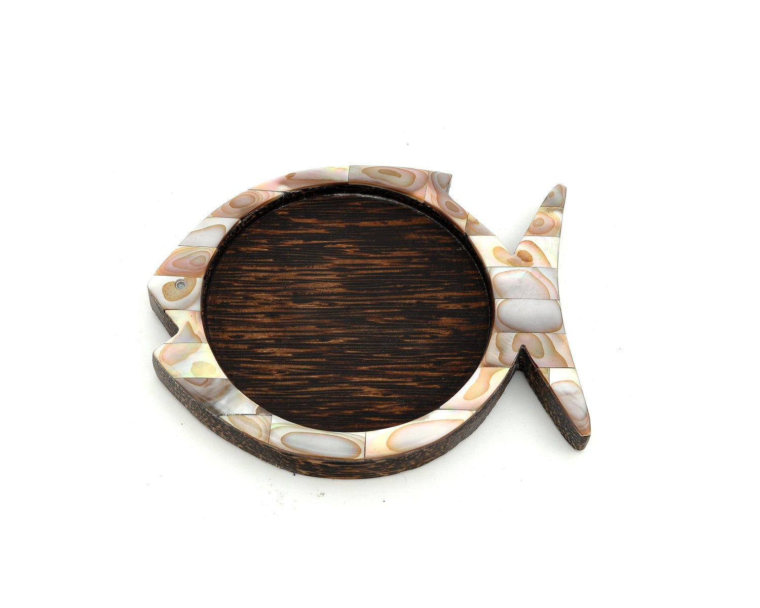 Myanmar Handmade Coconut Wood Fish Coaster With Mother of Pearl Inlay ...