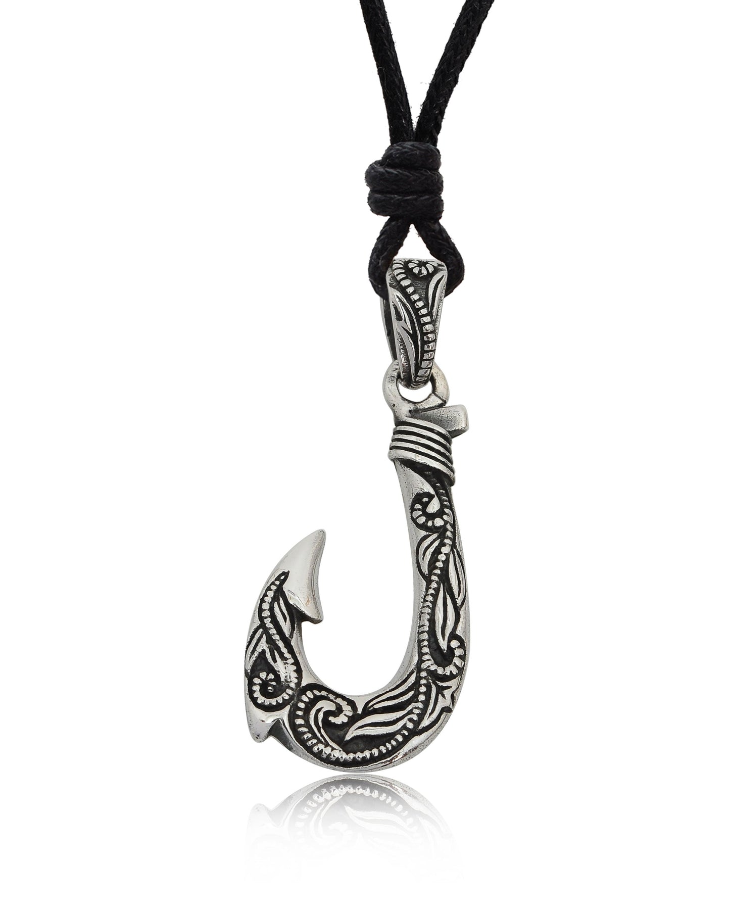 Maori Fishing Hook 92.5 Sterling Silver Necklace Pendant Jewelry ...
