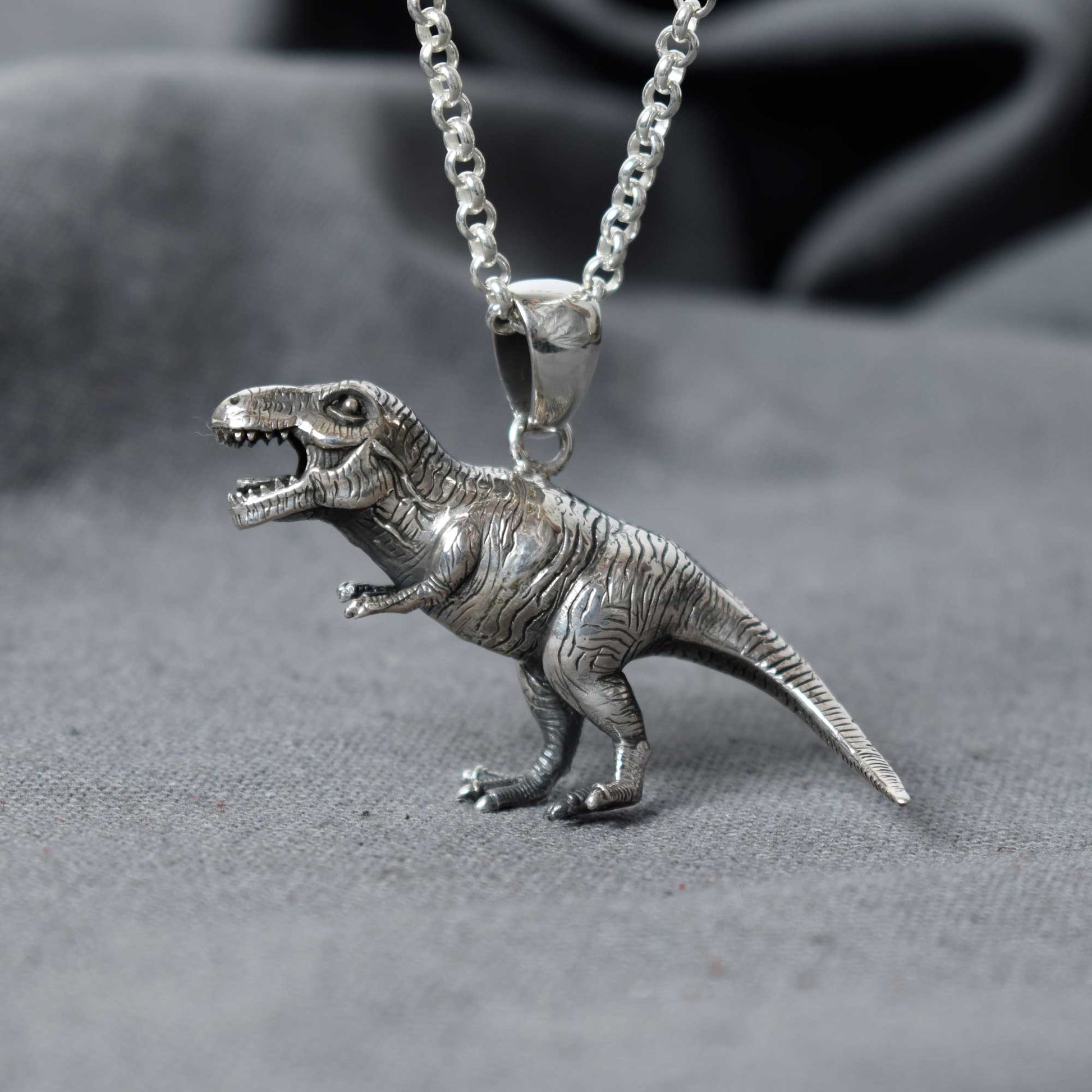 Tyrannosaurus Rex T-Rex 925 Sterling Silver Charm Necklace Pendant Jew ...
