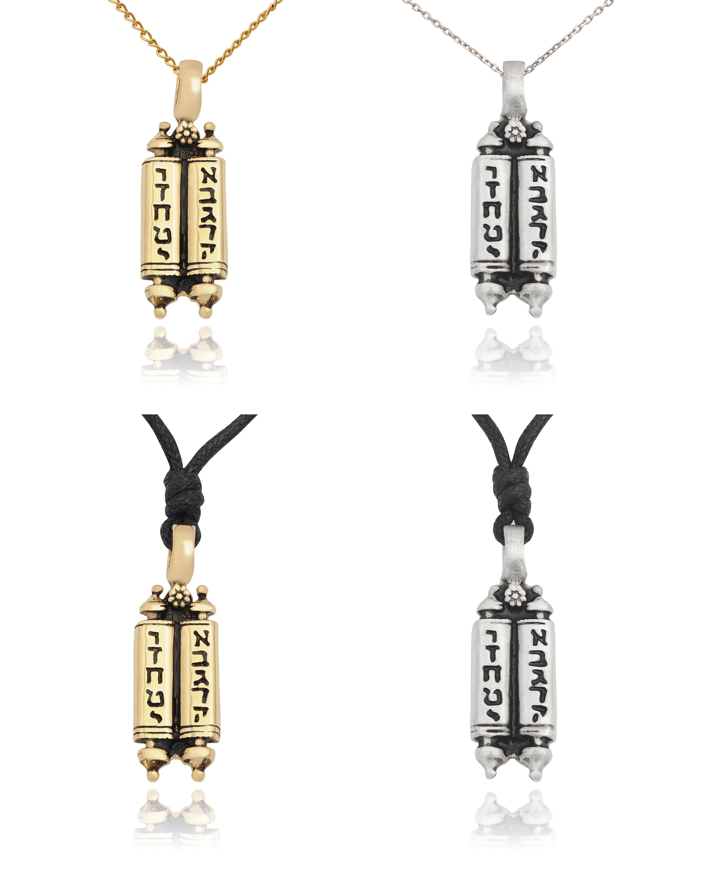 Jewish Torah ScrollBook Silver Pewter Gold Brass Charm Necklace Pendan ...
