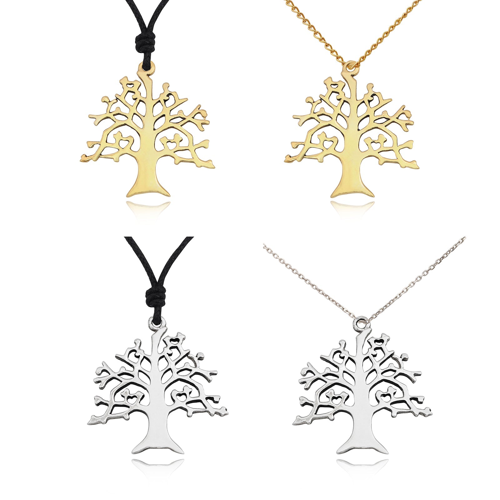 Oak Tree 92.5 Sterling Silver Pewter Gold Brass Charm Necklace Pendant ...