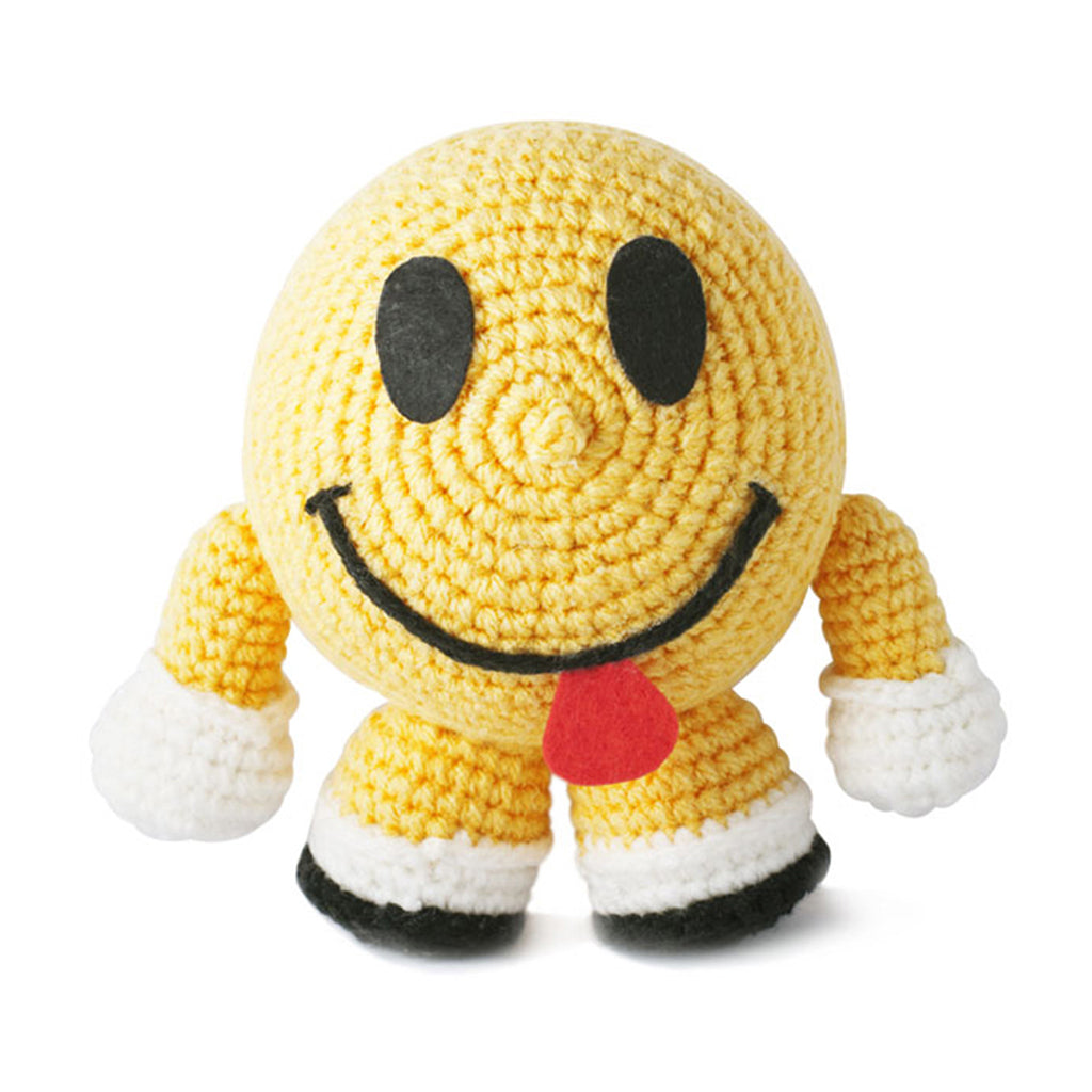 Yellow Smiley Happy Face Handmade Amigurumi Stuffed Toy Knit Crochet D ...