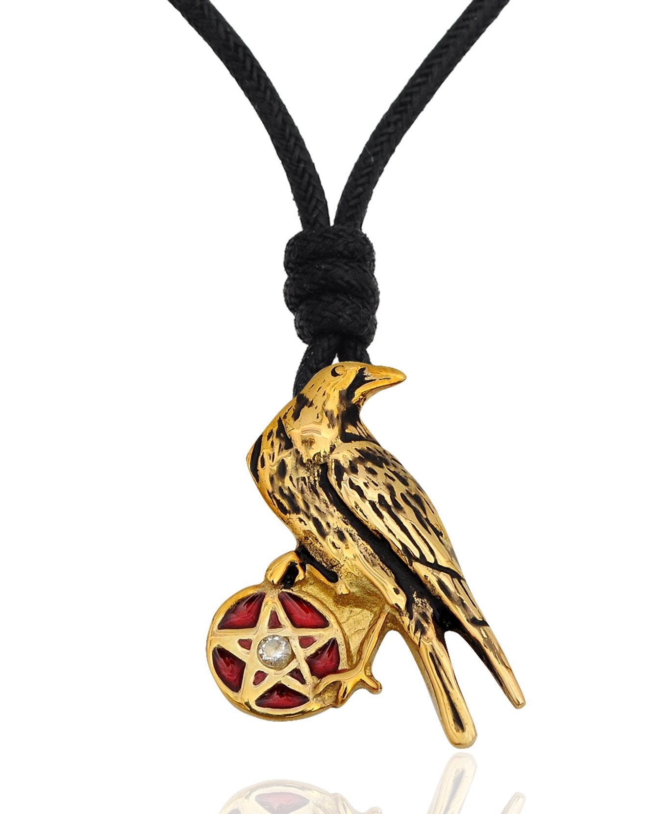 Raven and Pentagram Handmade Brass Pewter Necklace Pendant Jewelry ...