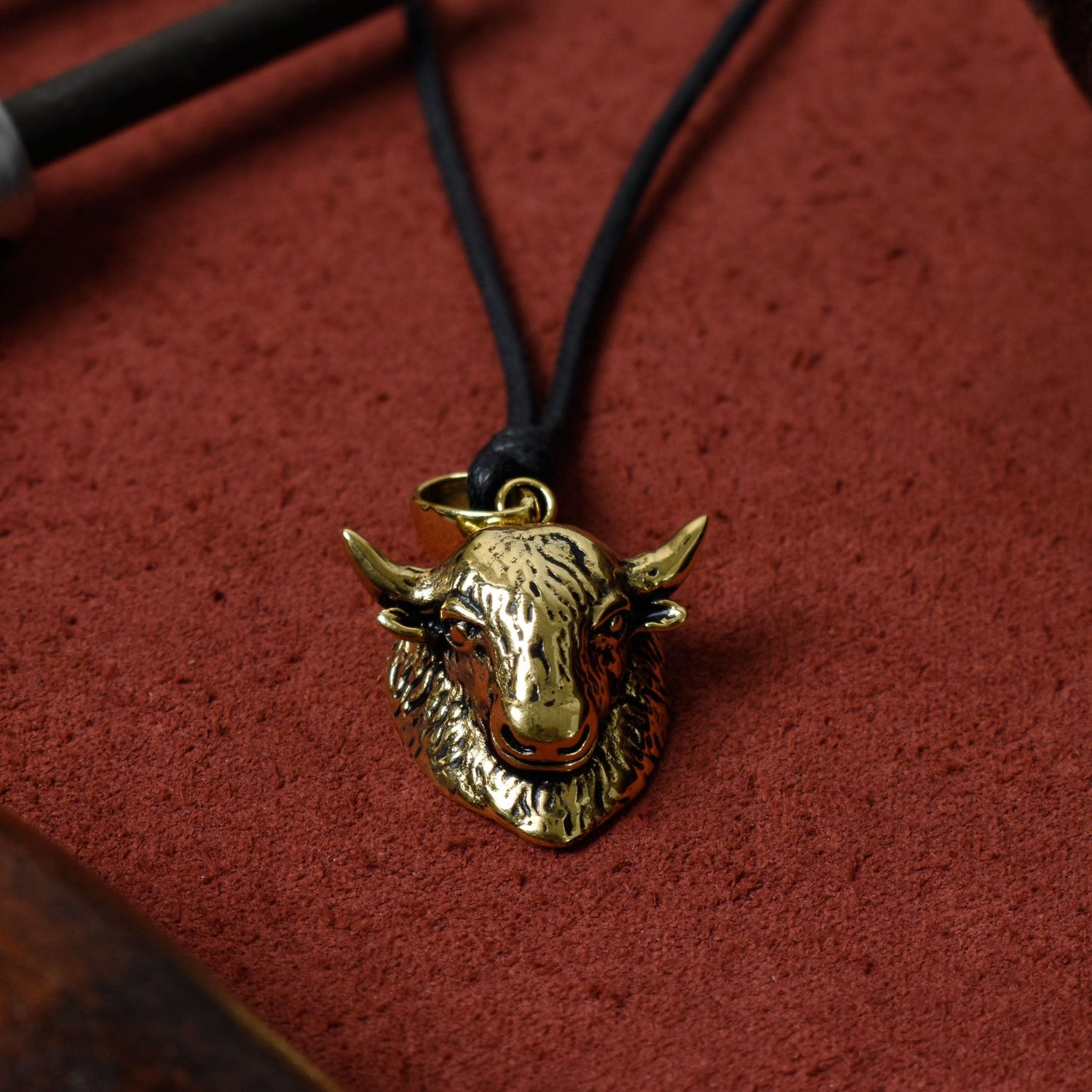 Bison Head 92.5 Sterling Silver Gold Brass Pendant Necklace Jewelry ...