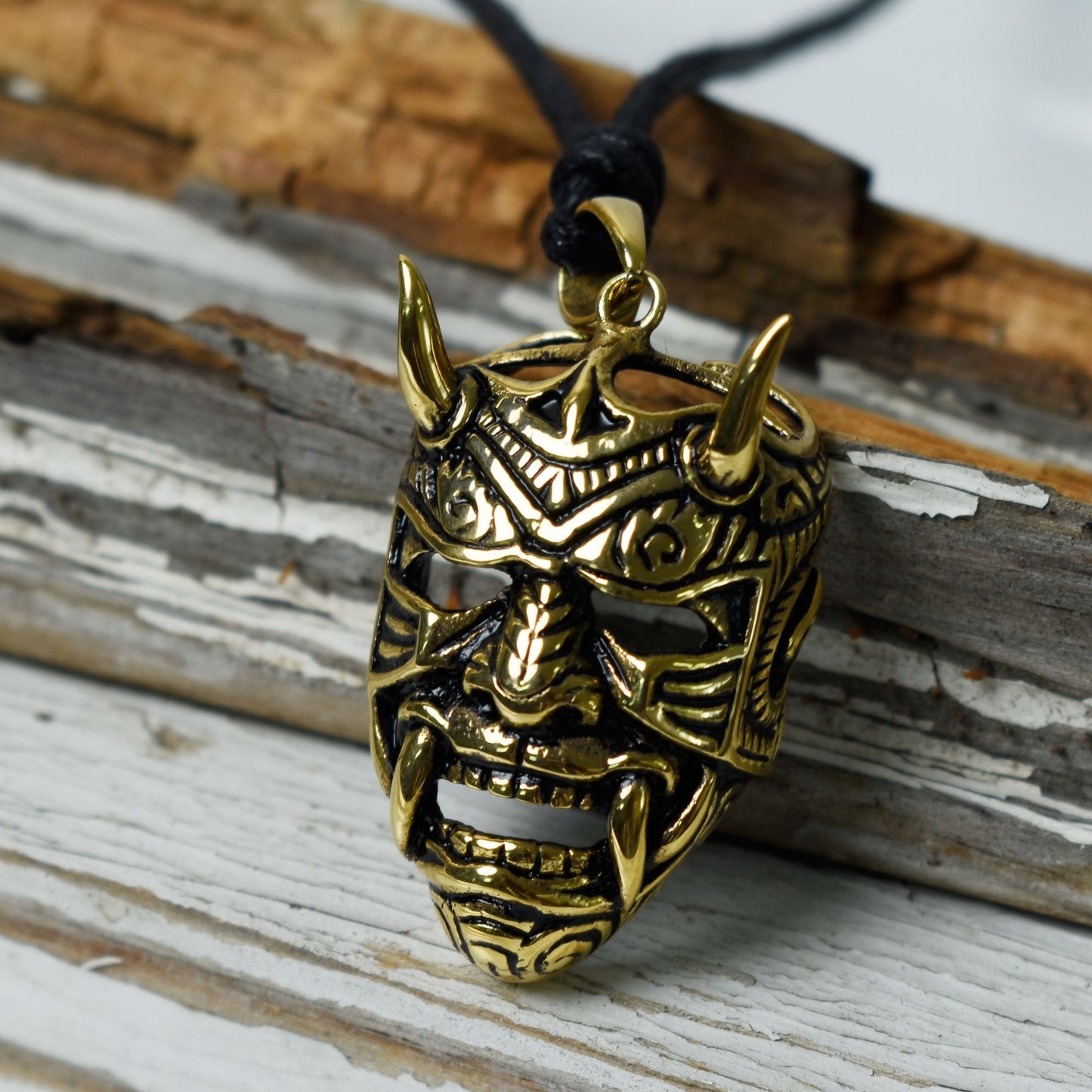 925 Sterling Silver Brass Devil Worshiper Satan Mask Pendant Necklace ...
