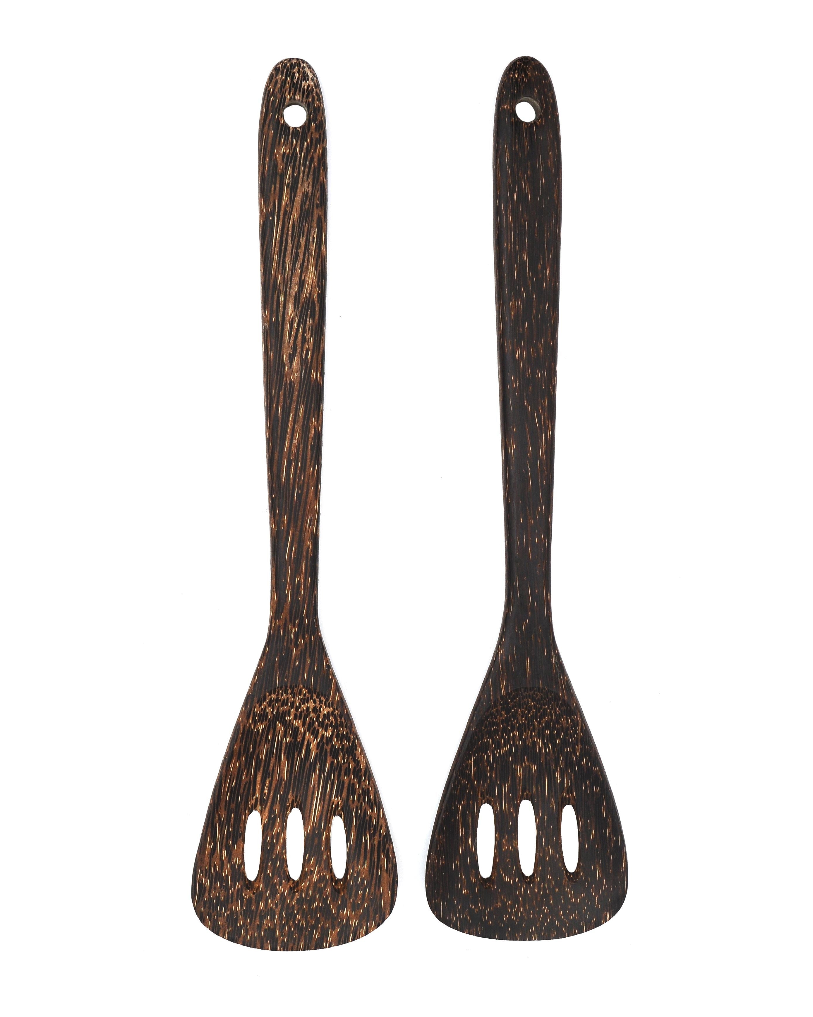 Coconut Wood Curved Slotted Turners - Unique And Special Kitchen Tool ...